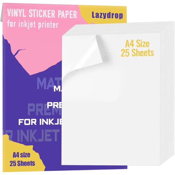 Premium Printable Vinyl Sticker Paper For Inkjet Printer - 25 Matte ...