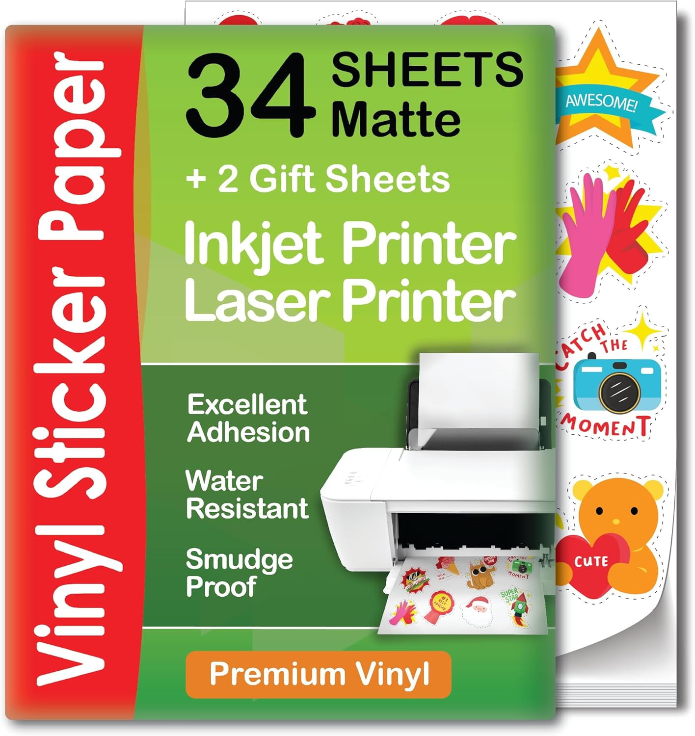 Premium Printable Vinyl Sticker Paper for Inkjet & Laser Printer - 34 ...