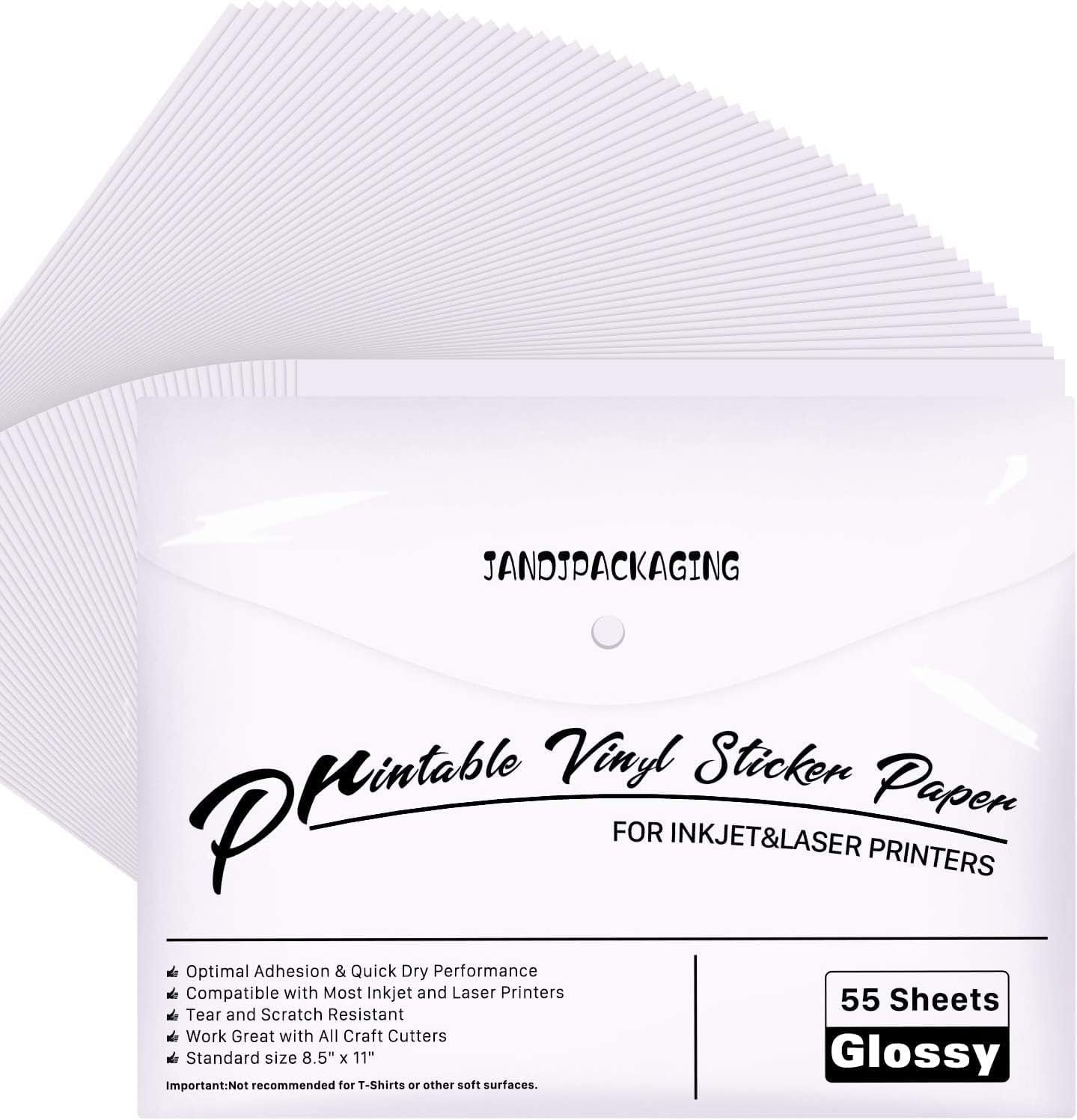 Premium Printable Vinyl Sticker Paper - for Inkjet and Laser Printer ...