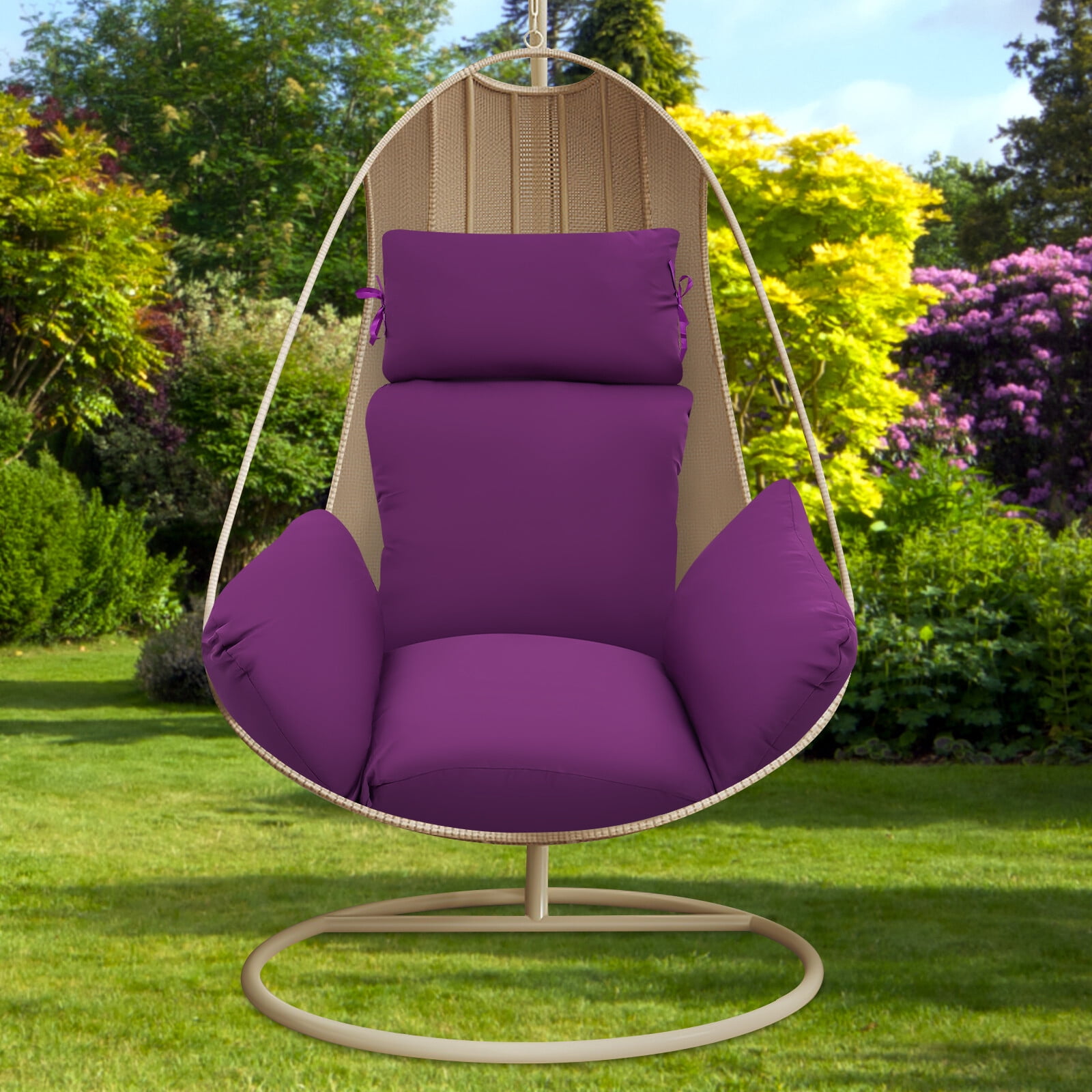 Premium Purple Egg Chair Cushion with Headrest, Thickened Hanging ...
