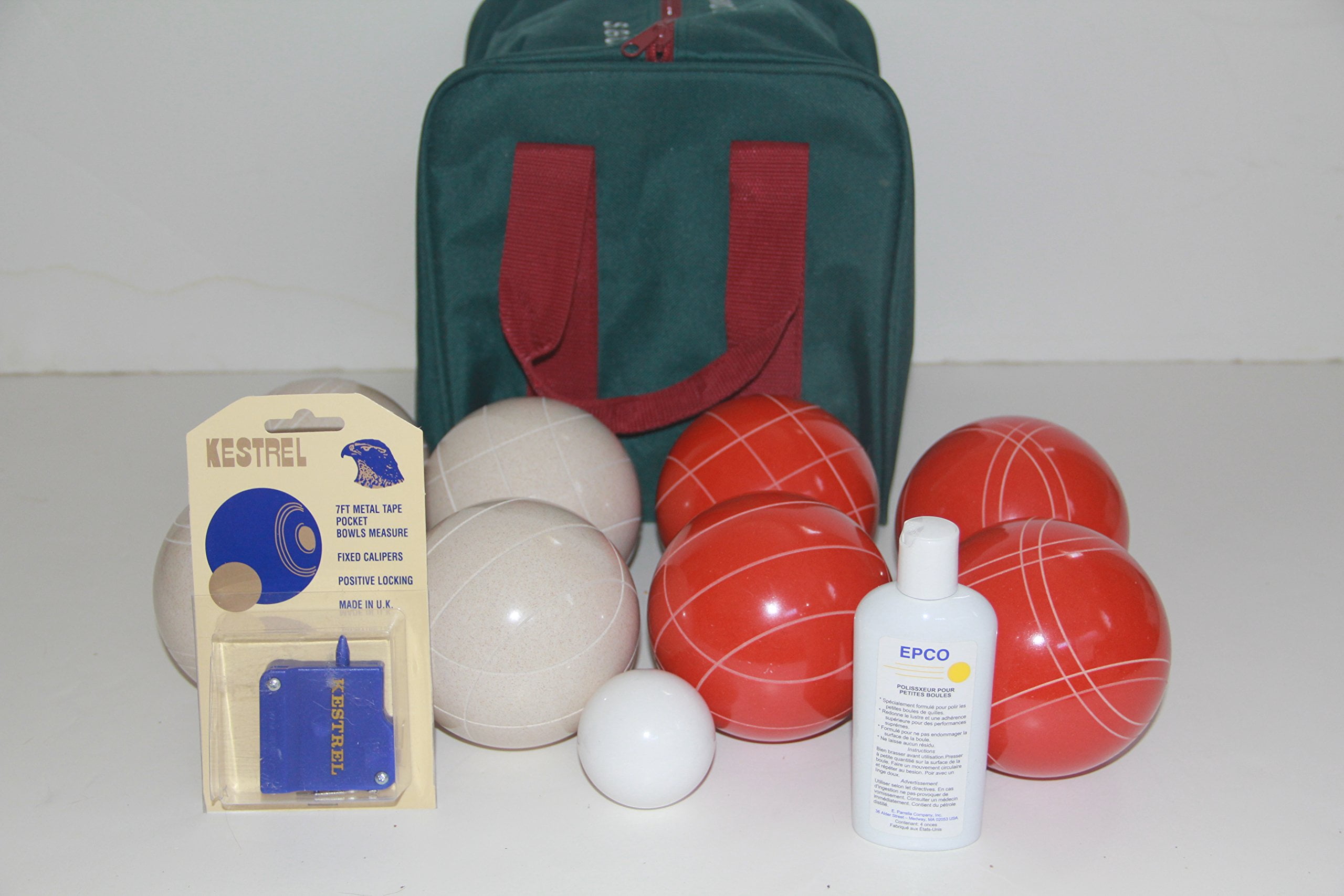 Italian/American Made, 110mm EPCO Bocce Set - Rustic White/Orange Balls ...