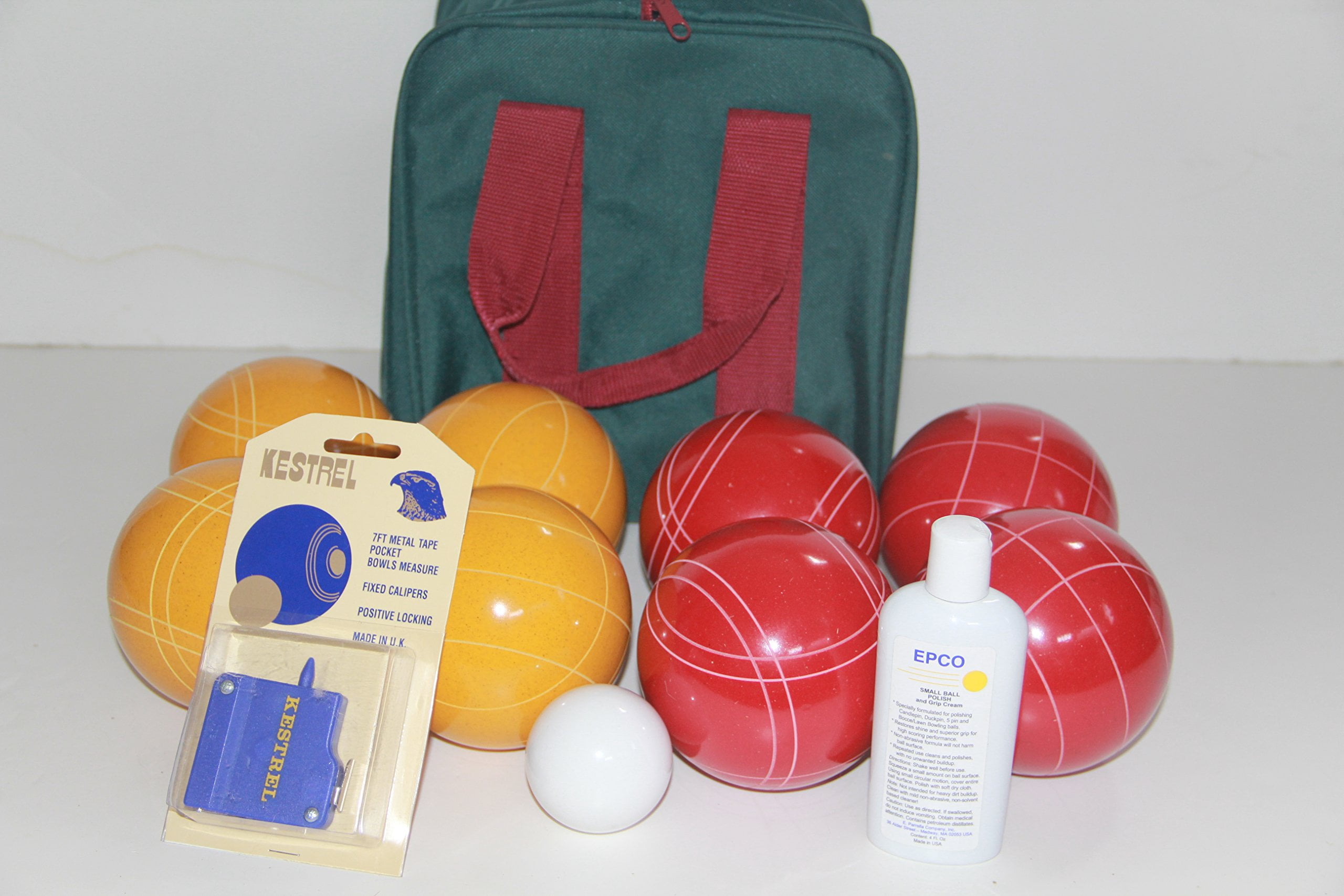 110mm EPCO Bocce Set - Rustic Yellow and Red Balls, Ball Polish ...