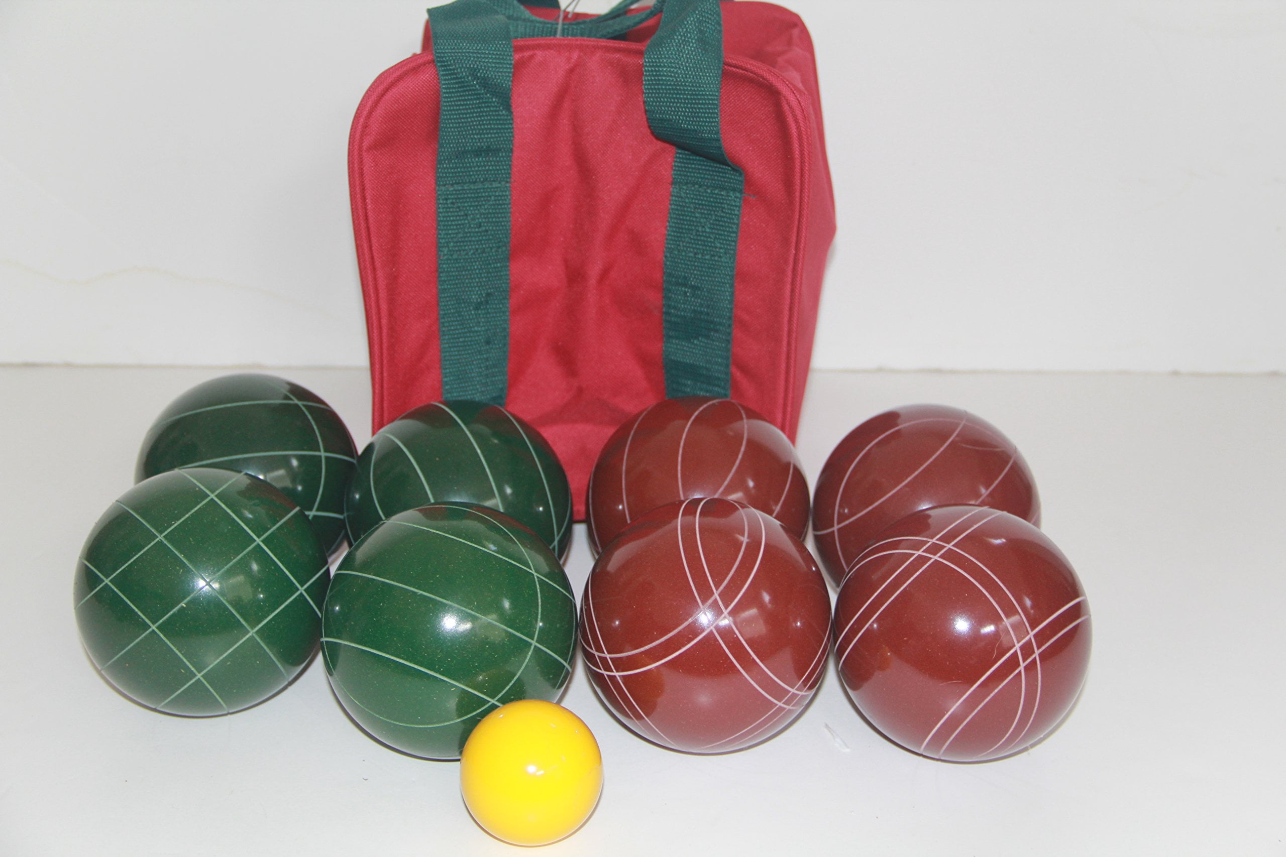 Italian/American Made, 107mm EPCO Bocce Set - Dark red and Green Balls ...