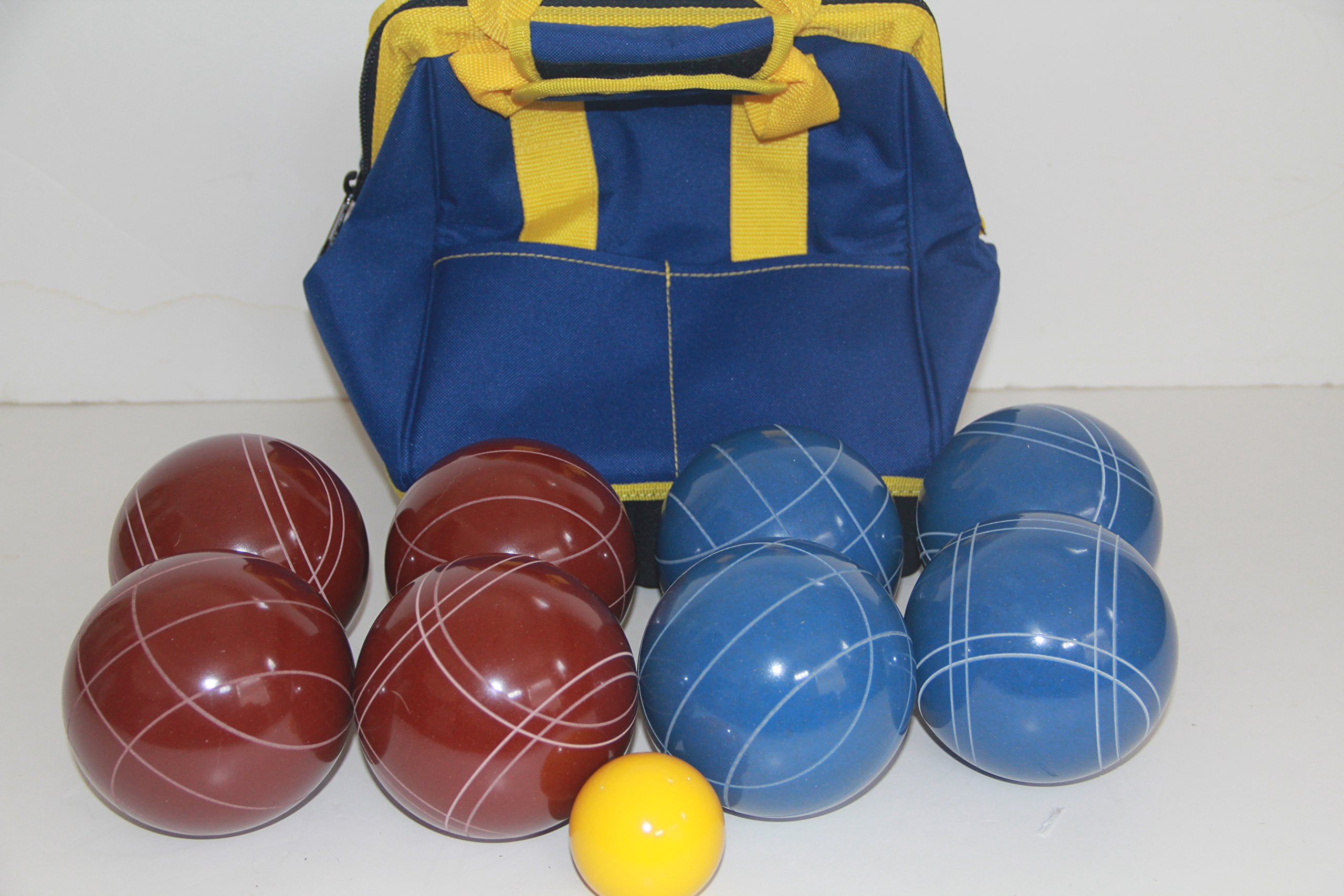 Italian/American Made, 110mm EPCO Bocce Set - Dark red and Blue Balls ...