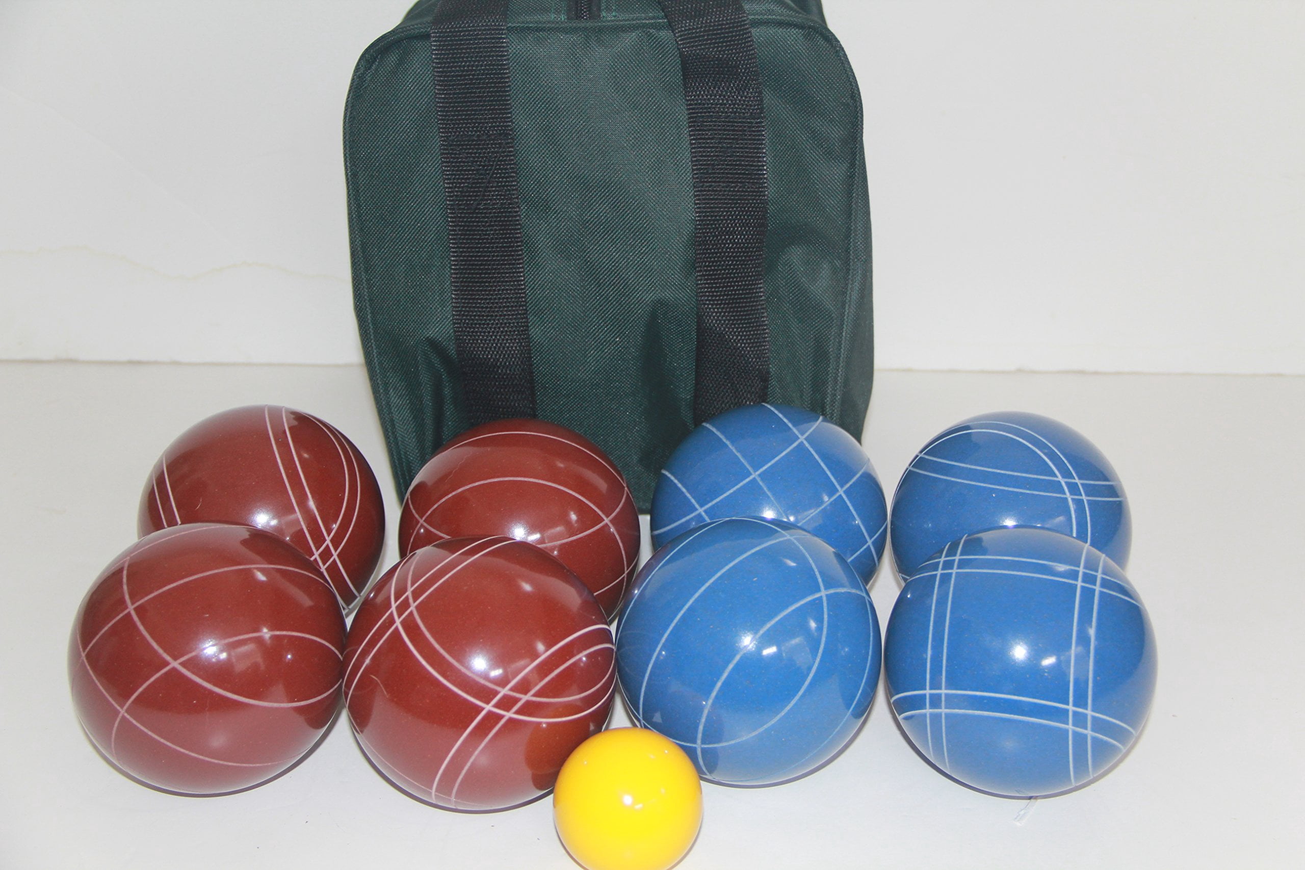 Italian/American Made, 110mm EPCO Bocce Set - Dark red and Blue Balls ...