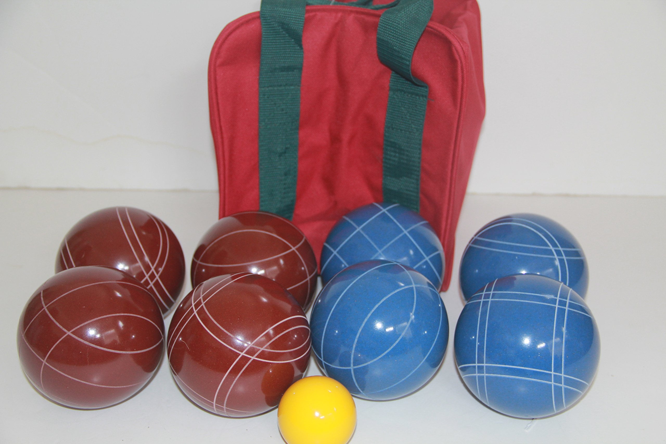 Italian/American Made, 110mm EPCO Bocce Set - Dark red and Blue Balls ...