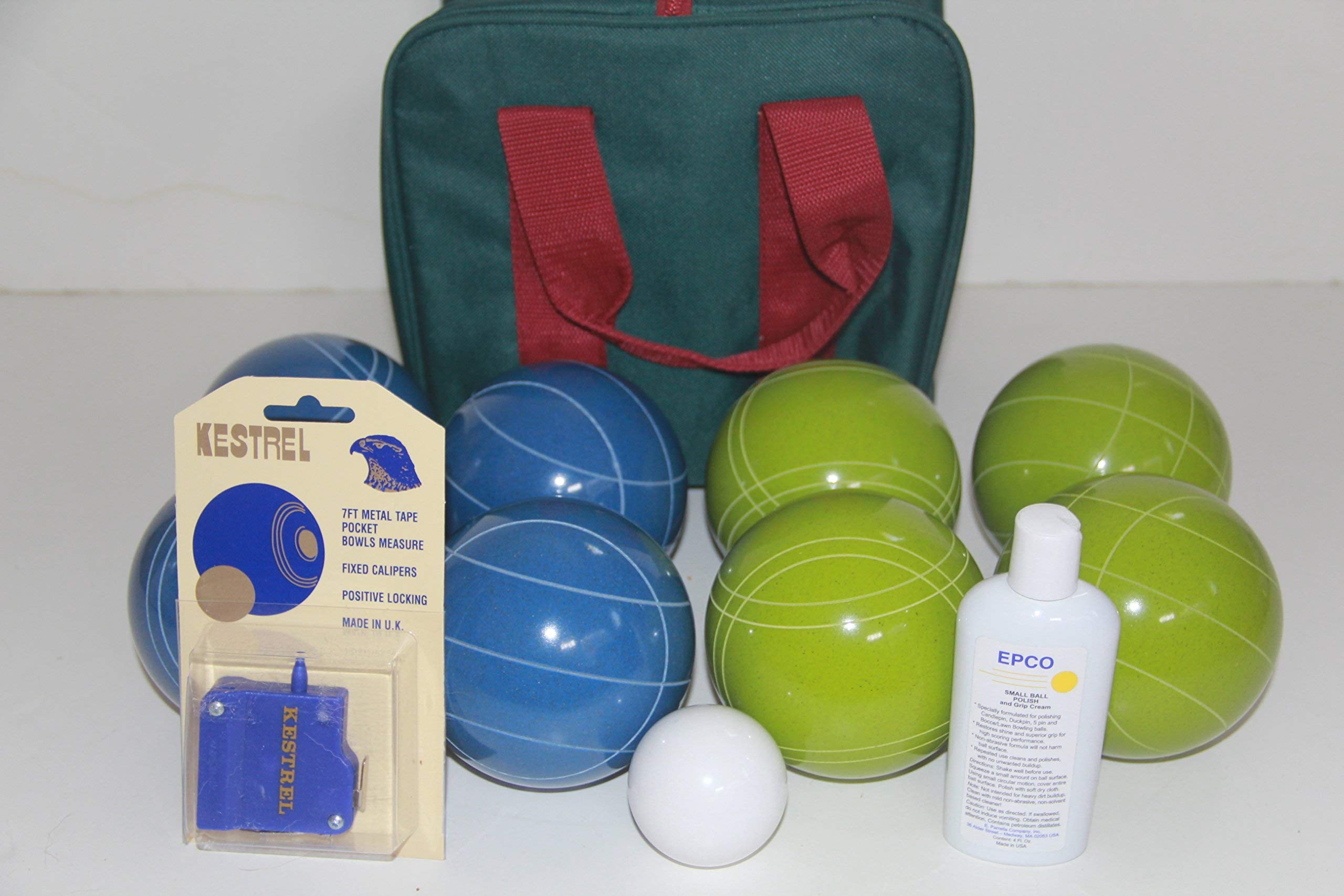 Italian/American Made, 110mm EPCO Bocce Set - Rustic Green/Blue Balls ...