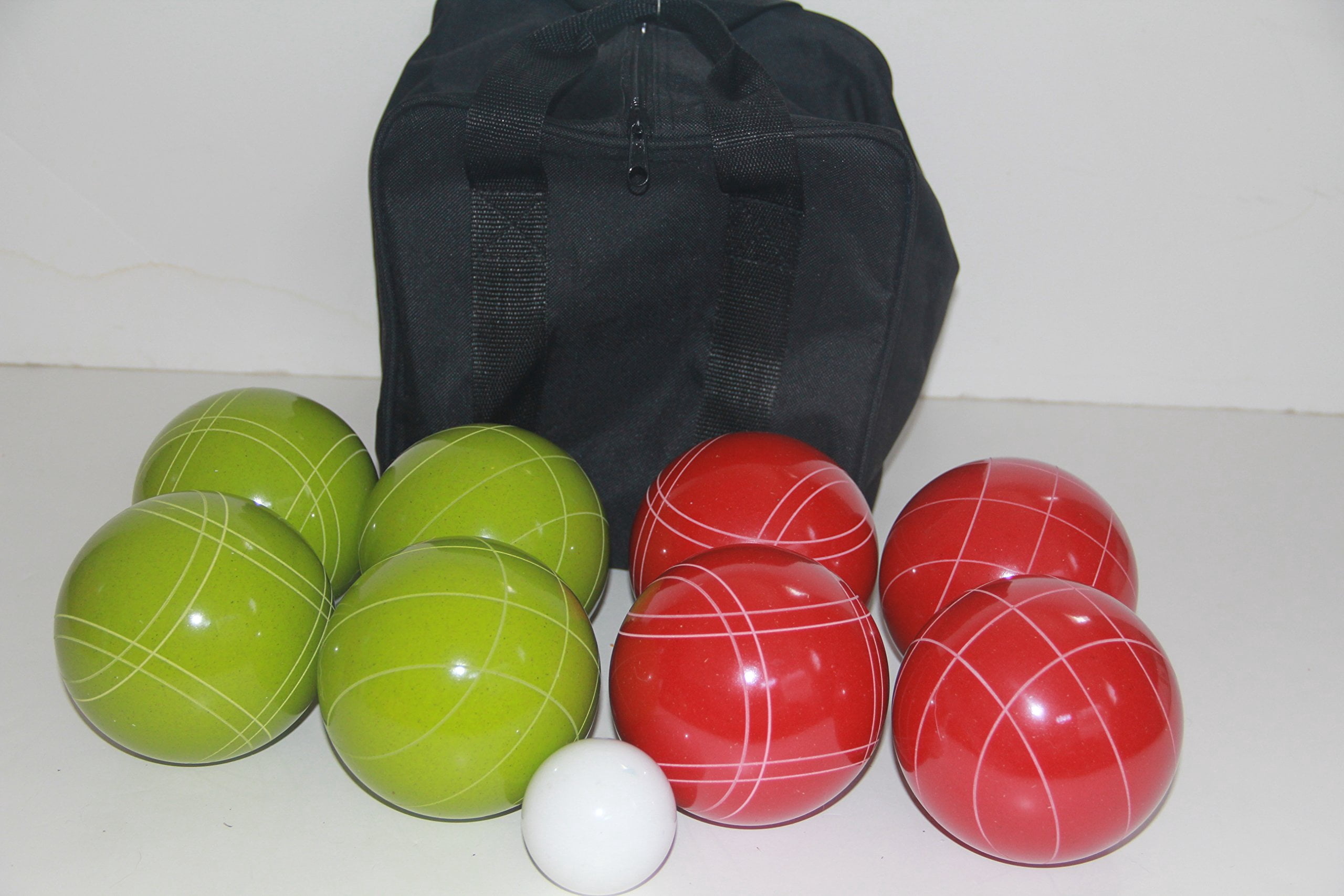 Italian/American Made, 110mm EPCO Bocce Set - Rustic Green/Red Balls ...
