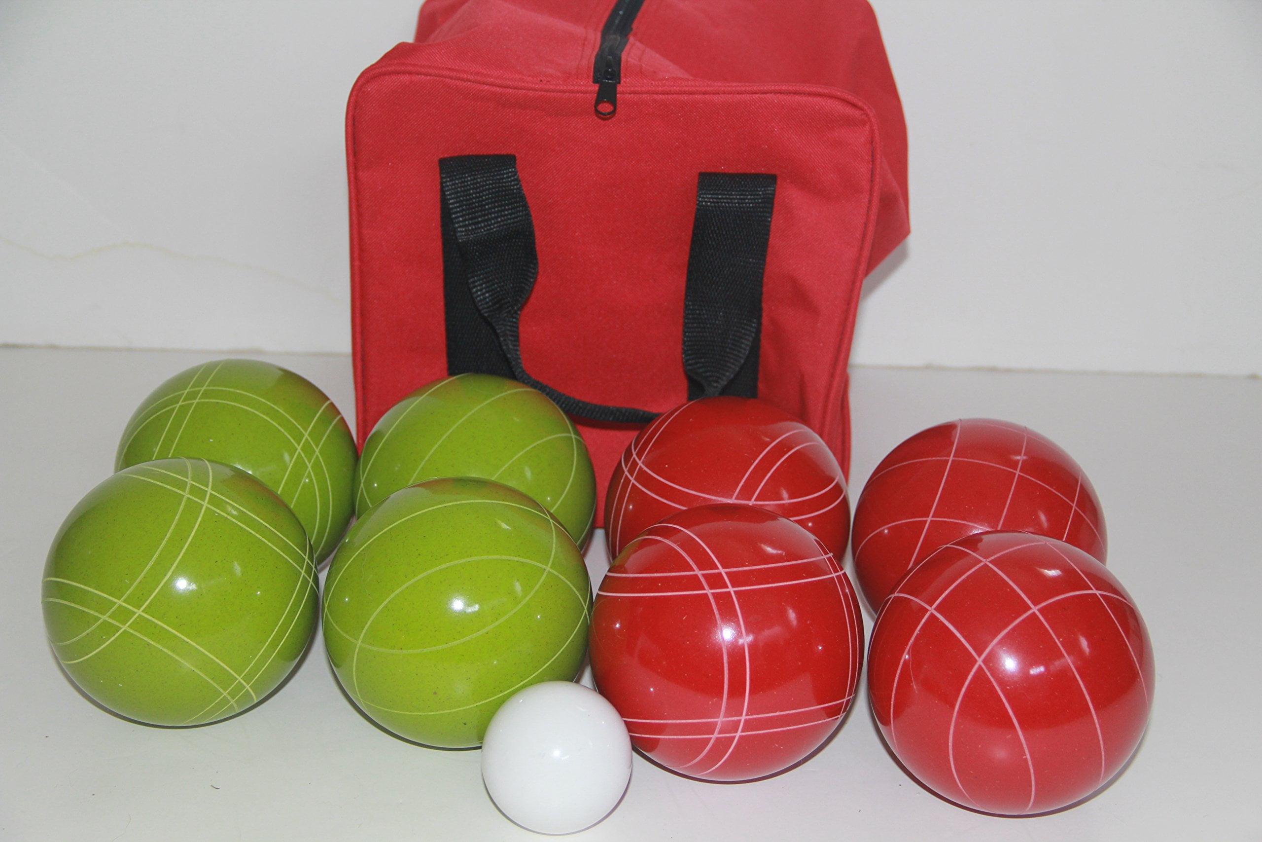 Italian/American Made, 110mm EPCO Bocce Set - Rustic Green/Red Balls ...