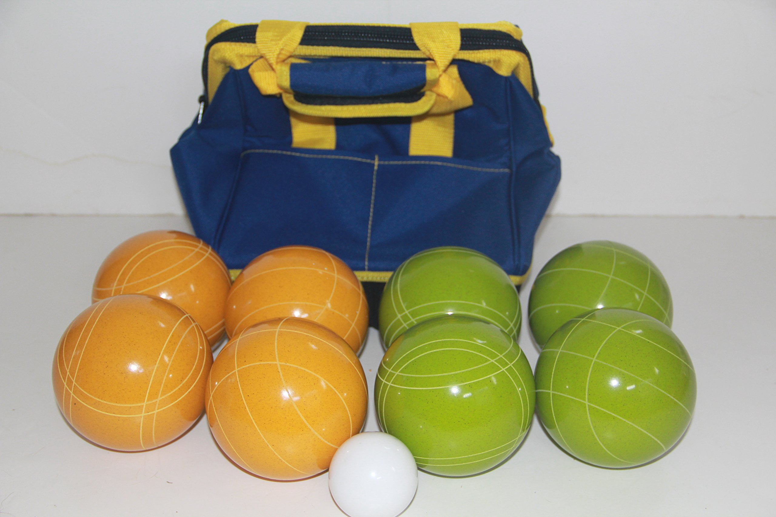 Italian/American Made, 110mm EPCO Bocce Set - Rustic Green/Yellow Balls ...