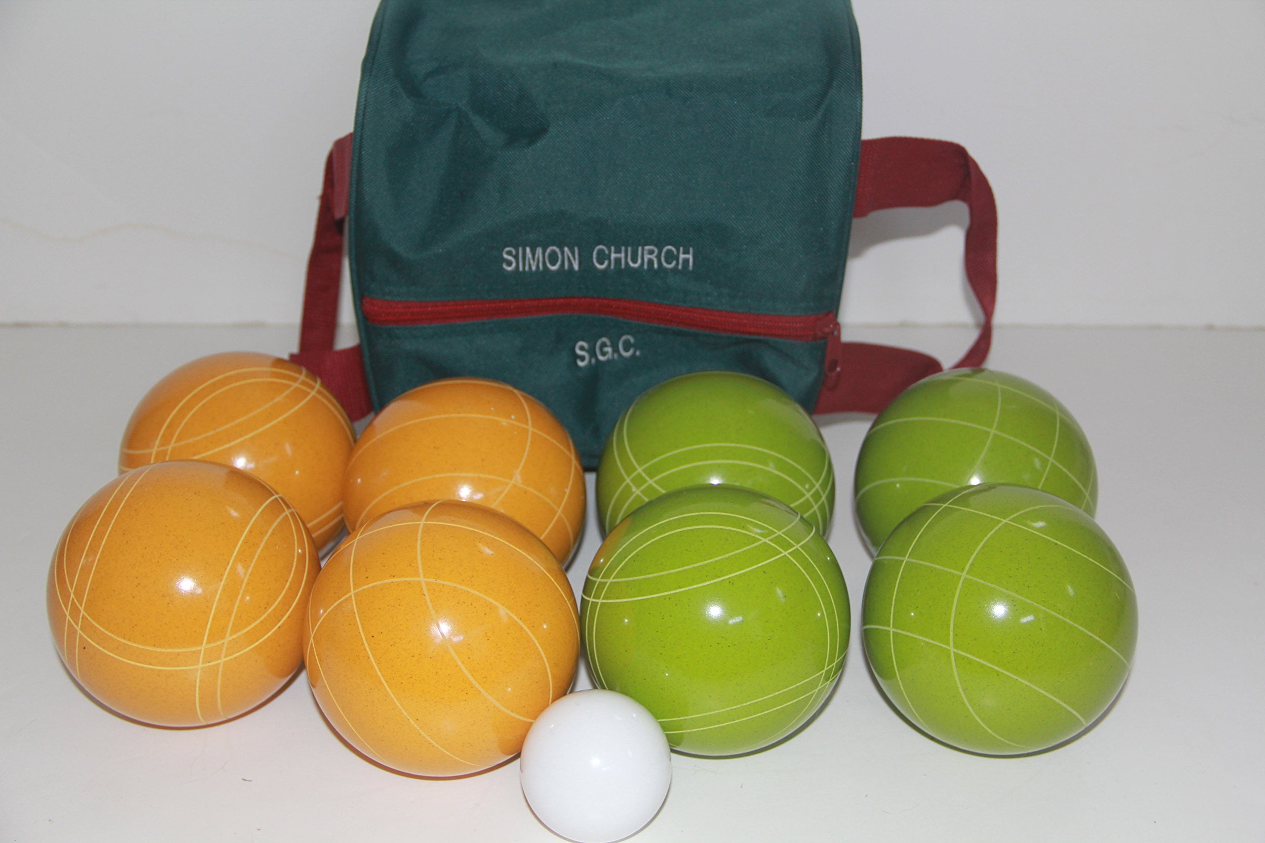 Italian/American Made, 110mm EPCO Bocce Set - Rustic Green/Yellow Balls ...