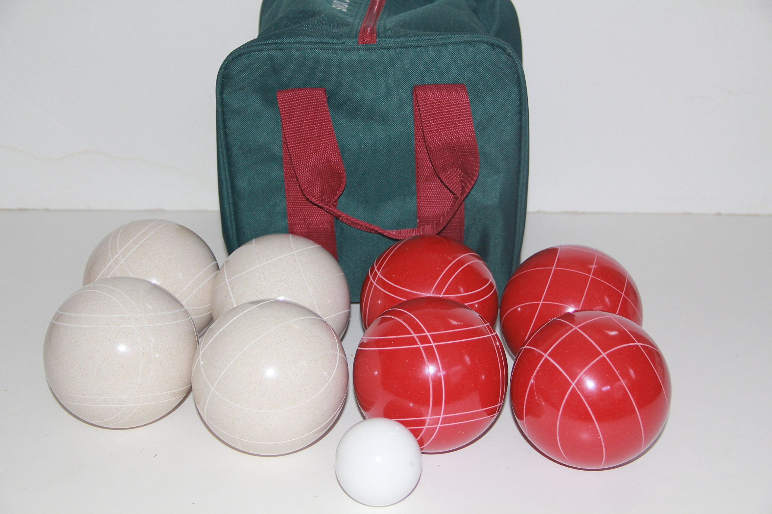 Italian/American Made, 110mm EPCO Bocce Set - Rustic White/Red Balls ...