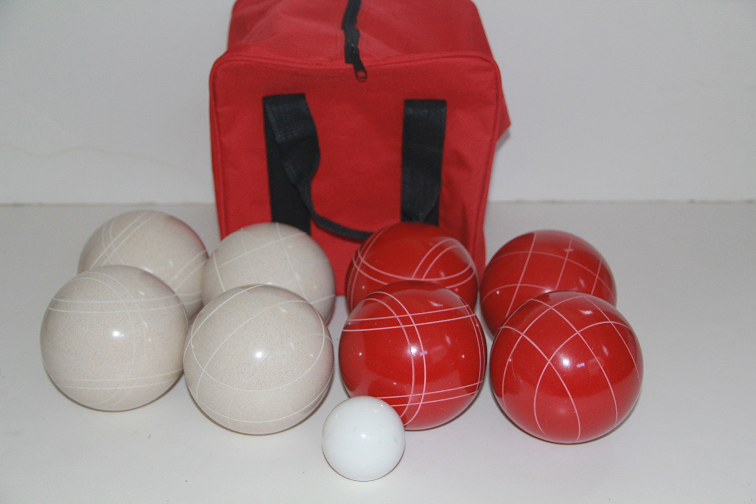 Italian/American Made, 110mm EPCO Bocce Set - Rustic White/Red Balls ...