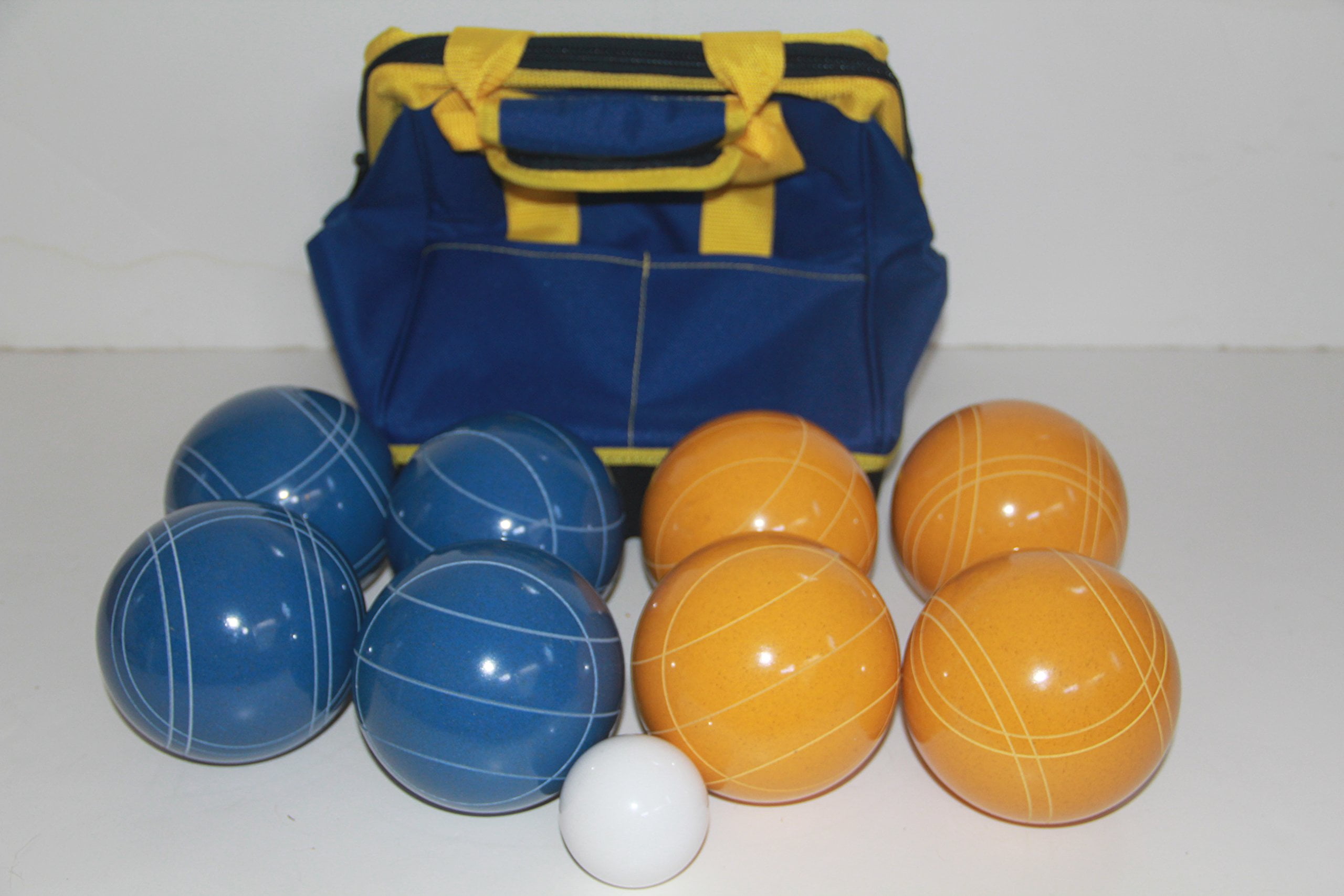 Italian/American Made, 110mm EPCO Bocce Set - Rustic Yellow/Blue Balls ...