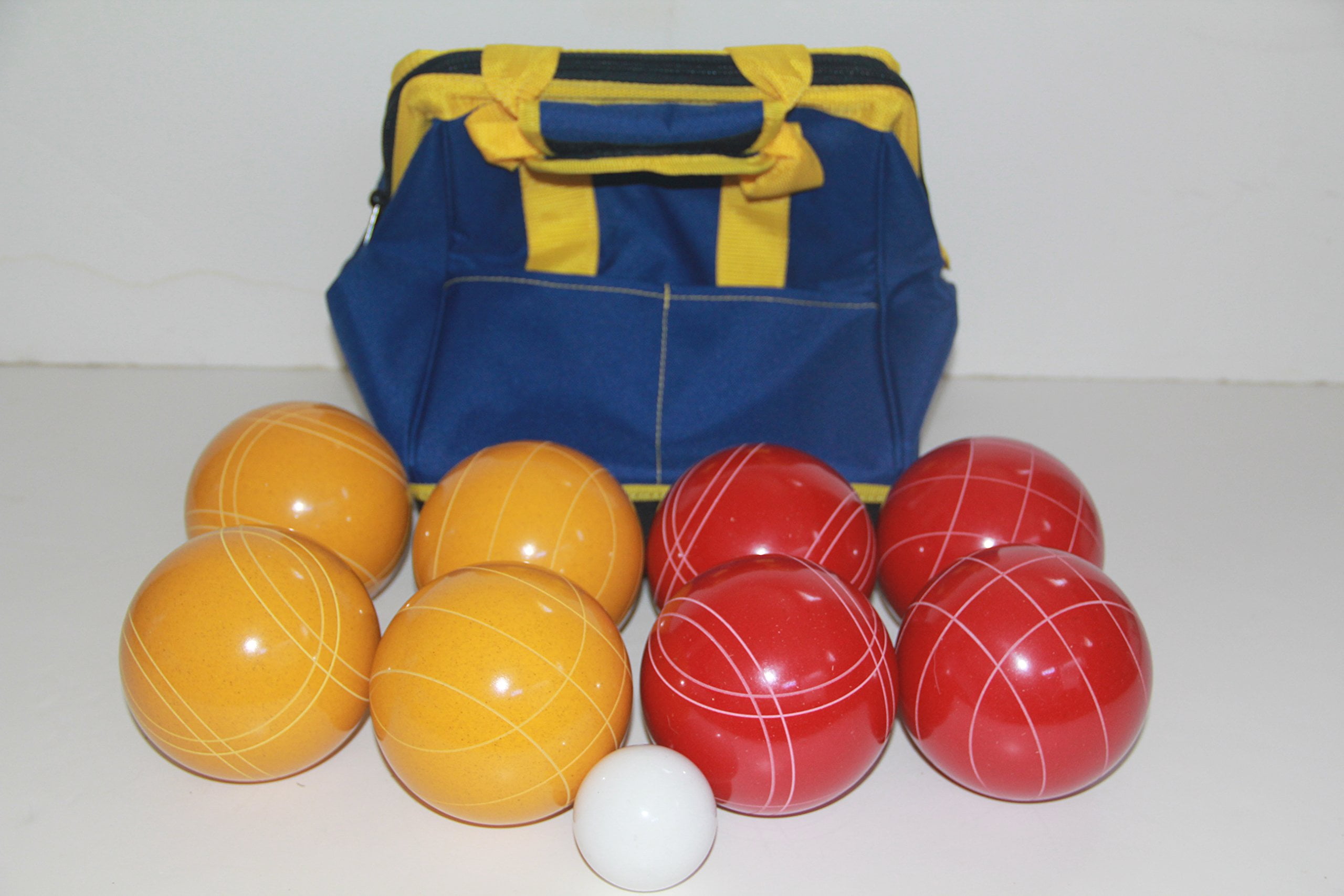 Italian/American Made, 110mm EPCO Bocce Set - Rustic Yellow/Red Balls ...