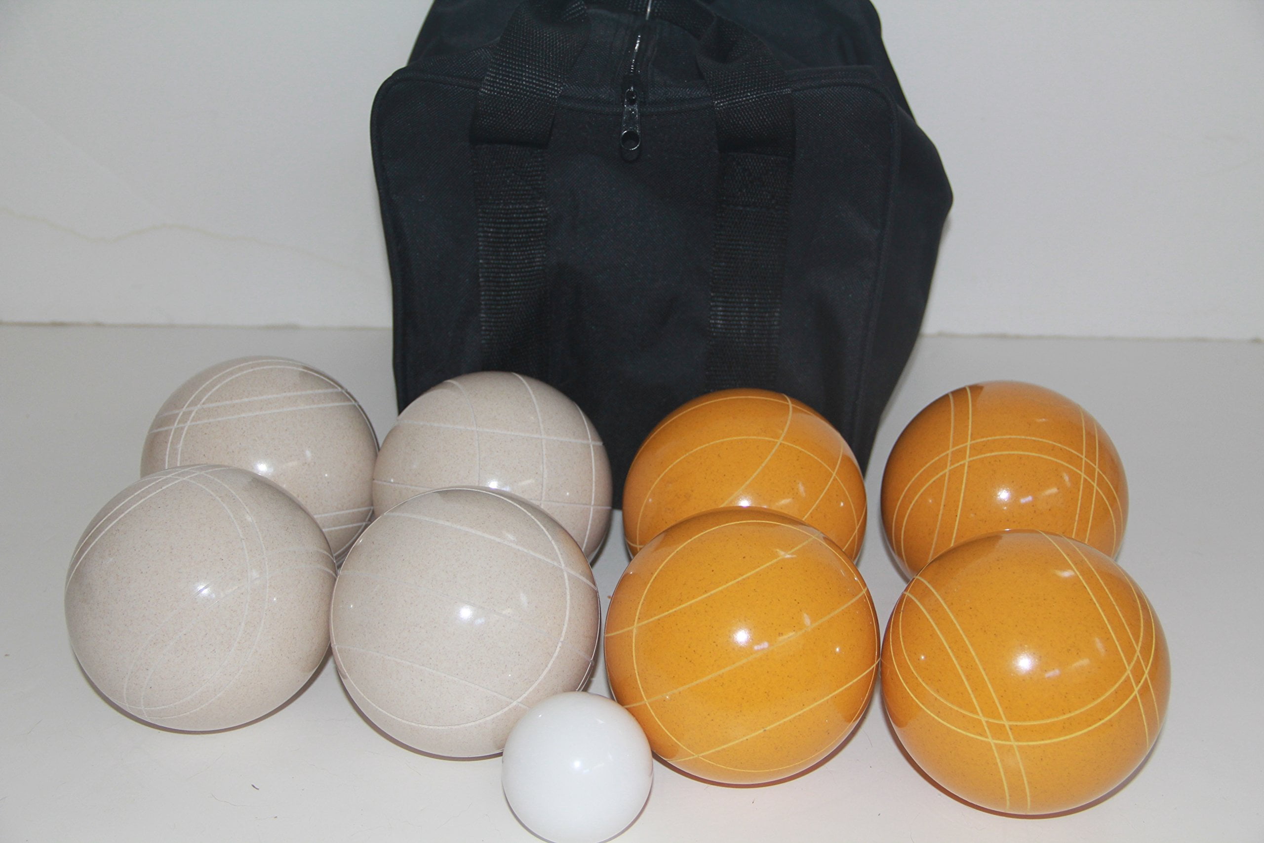 Italian/American Made, 110mm EPCO Bocce Set - Rustic Yellow/White Balls ...
