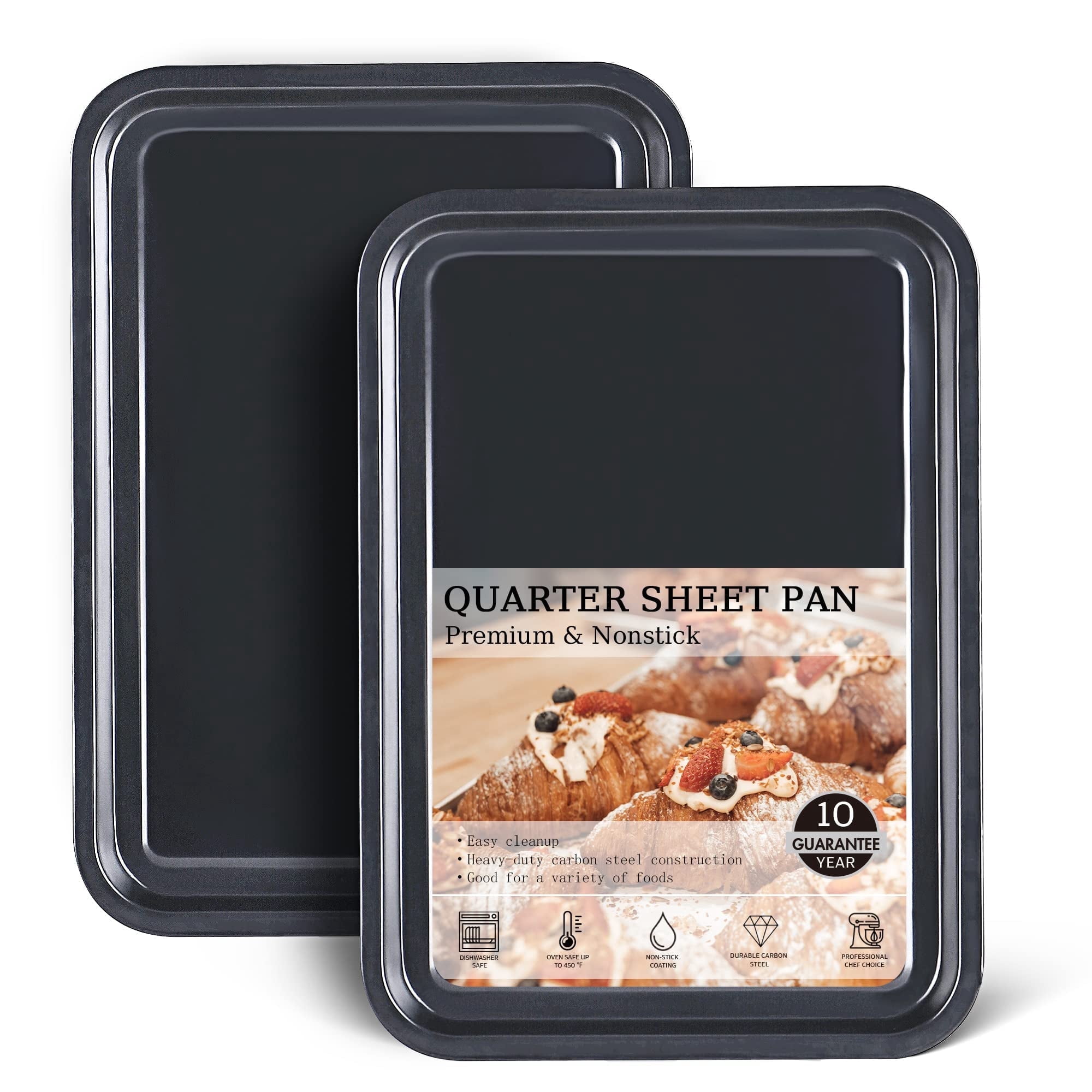 HONGBAKE 2 Pack Quarter Sheet Pan for Baking - Nonstick 13.8 x 9.8 ...