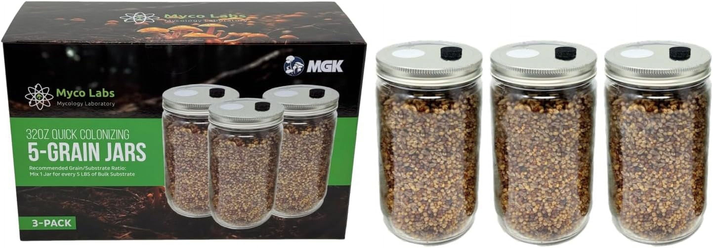 Premium Quick Colonizing 32oz 5-Grain Mushroom Spawn Jars (3-Pack ...