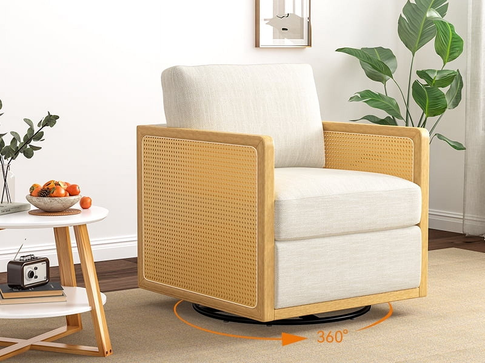 Premium Rattan Chair for Living Room, Comfy Single Sofa Chair, Round ...