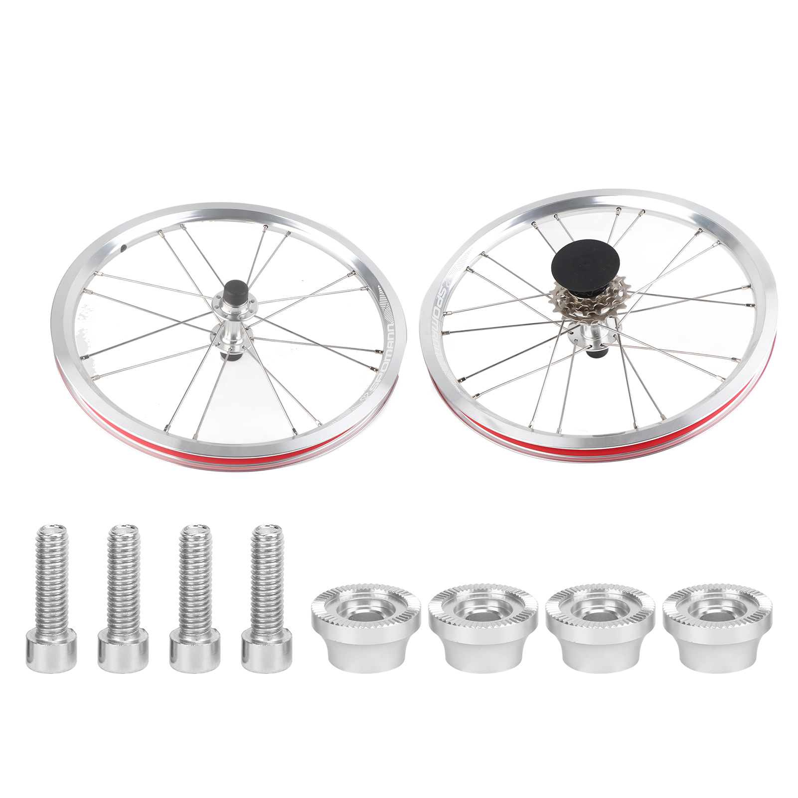 Premium Rear 4-Bearing Wheelset, Silver Rim Brake Wheels 16 Inch ...