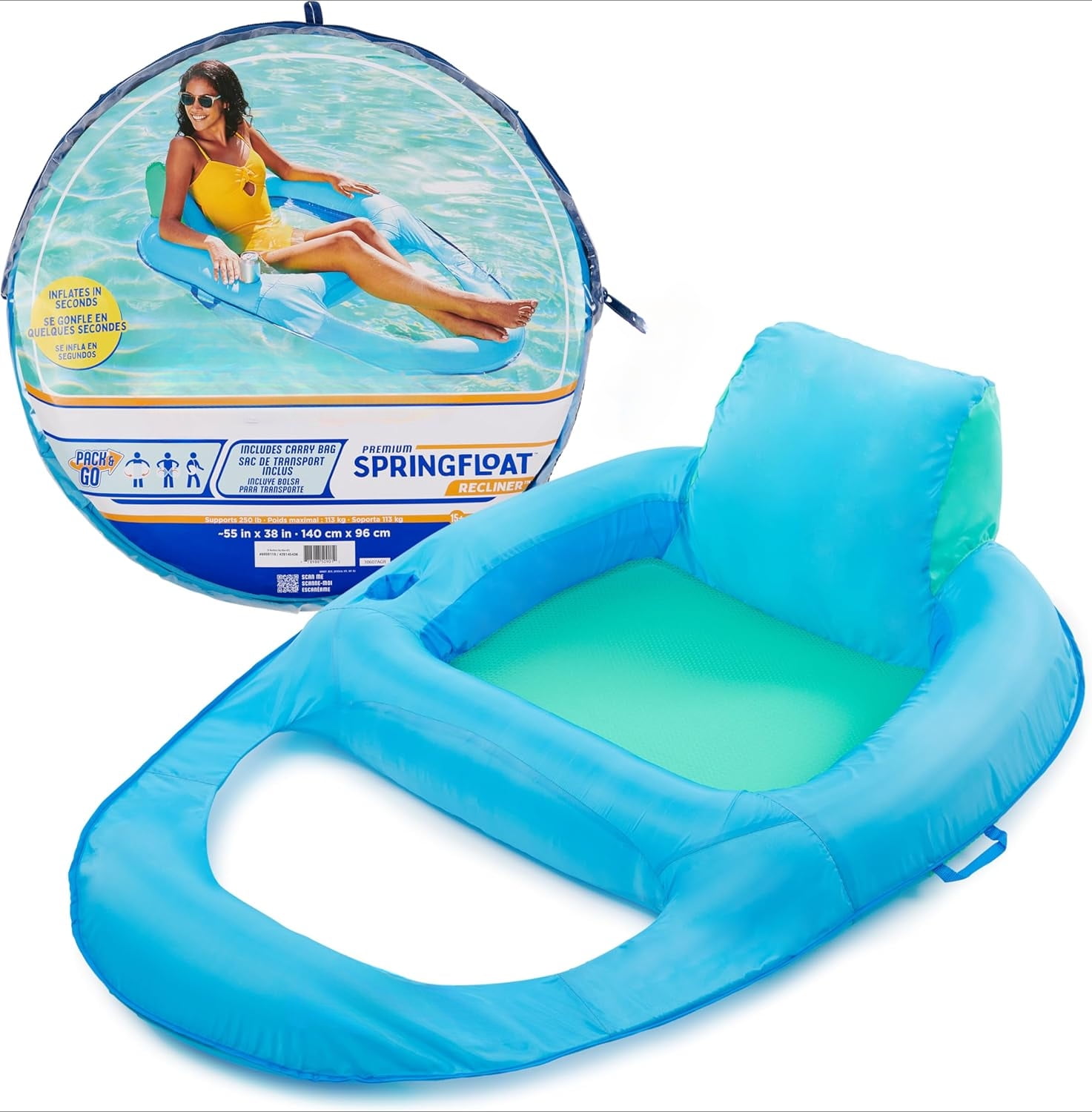 Premium Recliner Pool Lounger, Inflatable Pool Floats Adult with Fast Inflation for Ages 15 & Up ...