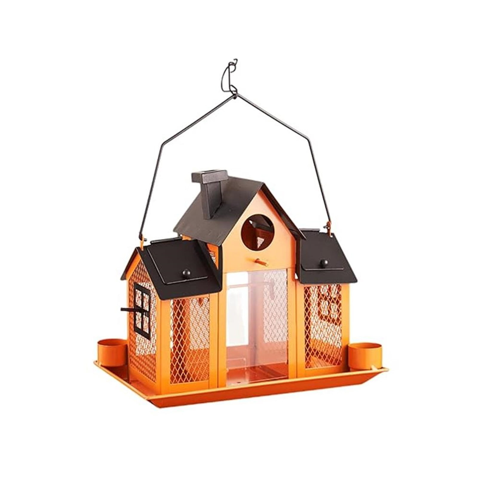 Premium Red Barn Bird Feeder, Durable Metal Construction, Large ...