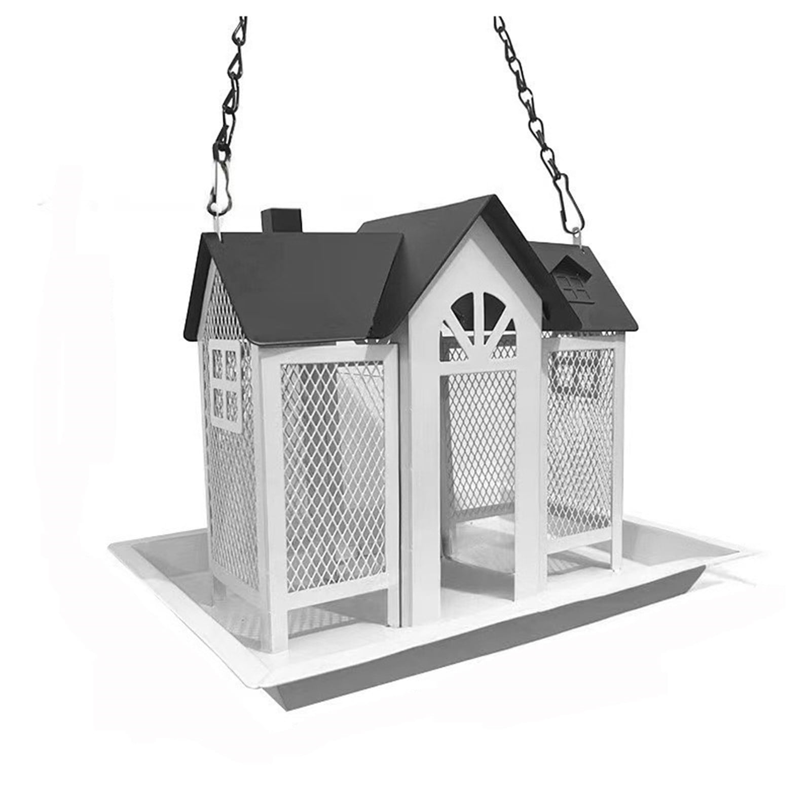 Premium Red House Bird Feeder with Mesh Sides and Hanging Chain ...