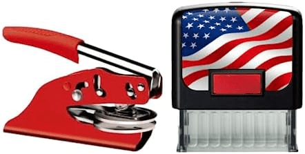 Premium Red Notary Seal Embosser and Flag Faceplate S-854 Self Inking ...