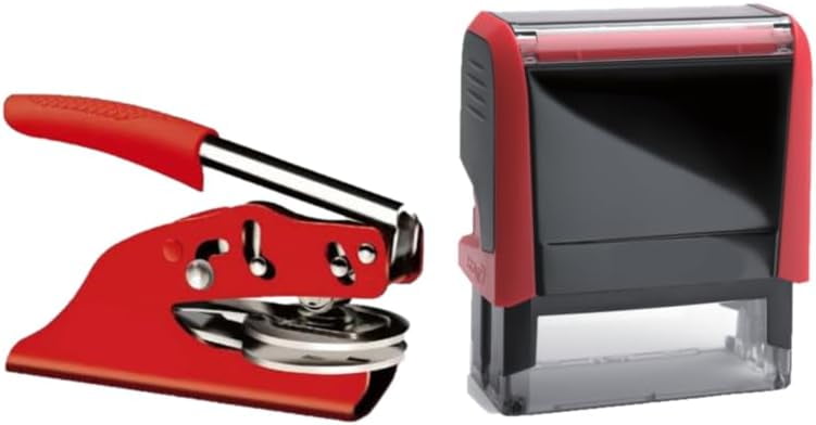 Premium Red Notary Seal Embosser and Red 4913 Self Inking Notary ...
