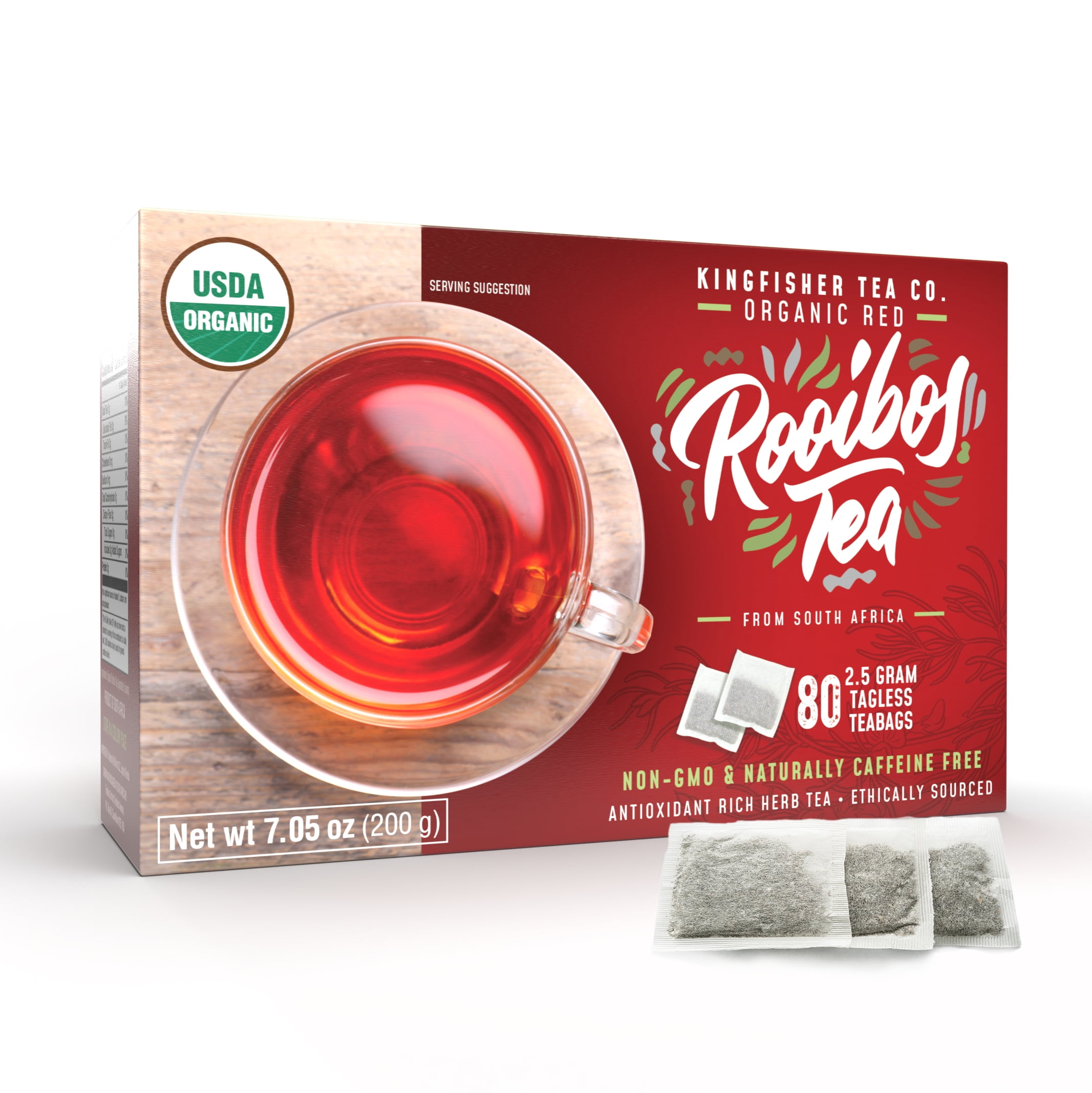 Premium Red Rooibos Tea, 80 Tag-less Bags, Naturally Sweet, Caffeine ...