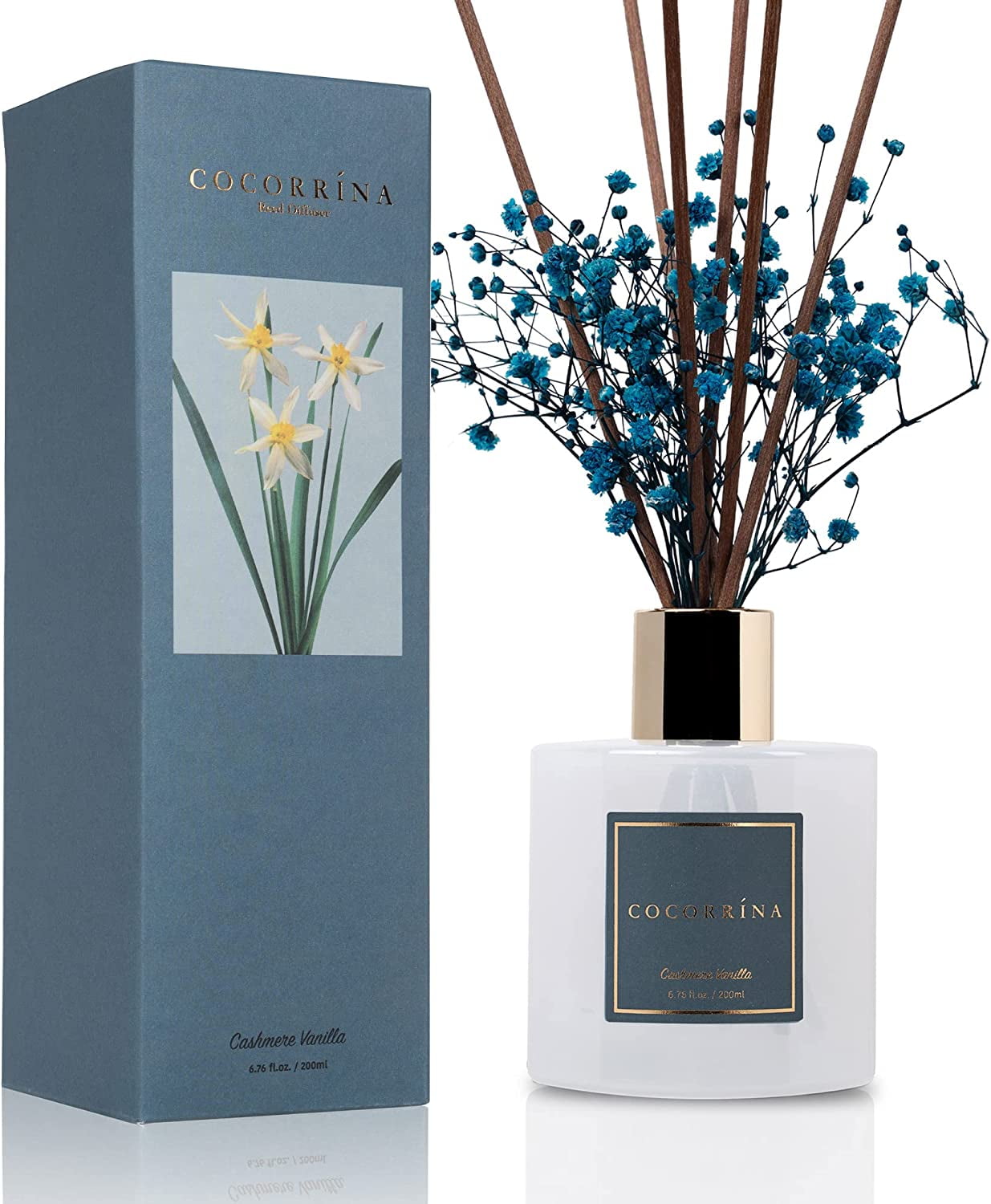 Premium Reed Diffuser Set with Preserved Baby's Breath & Cotton Stick ...