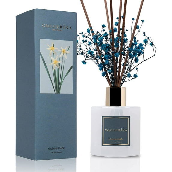 Premium Reed Diffuser Set with Preserved Baby's Breath, Cashmere ...
