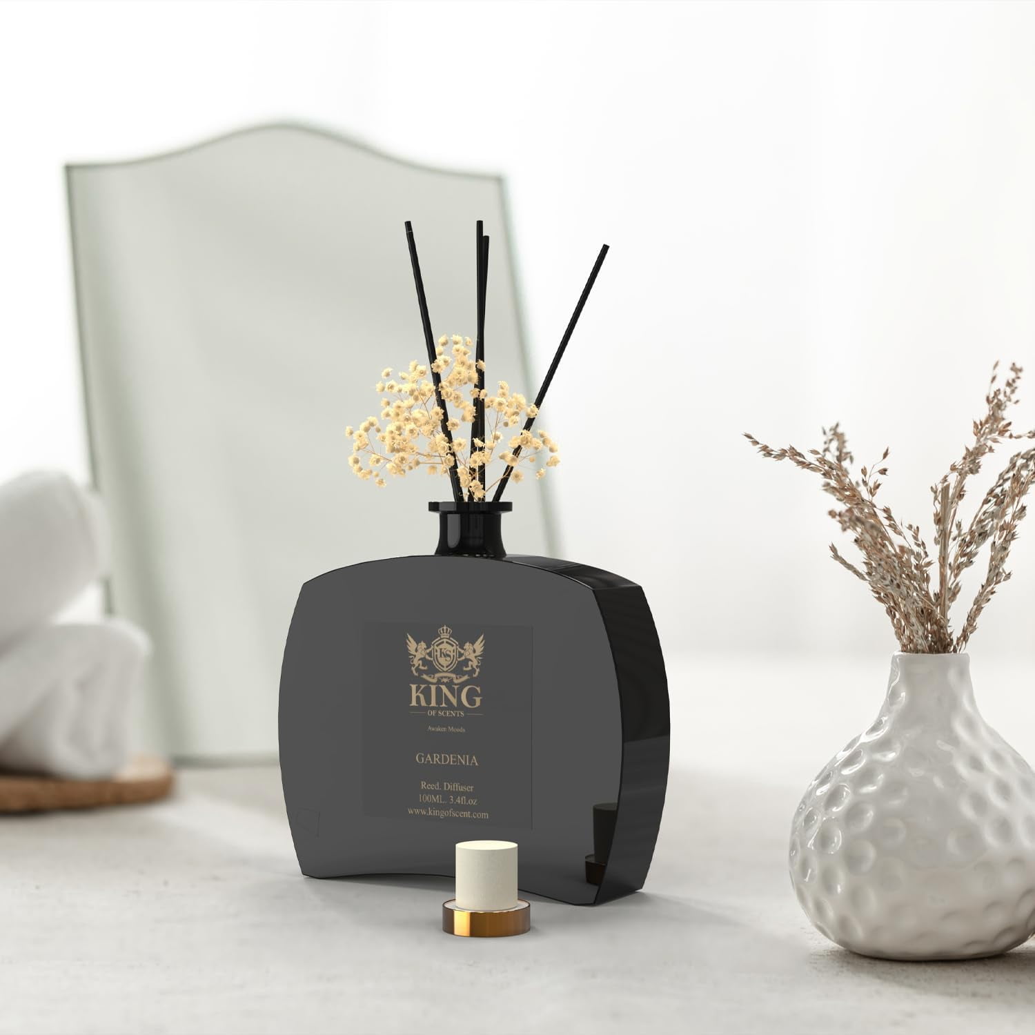 Premium Reed Diffuser Set with Preserved Baby's Breath & Cotton Stick ...