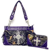 Western Embroidered Matching Purse and Wallet Set with Rhinestone Cross ...