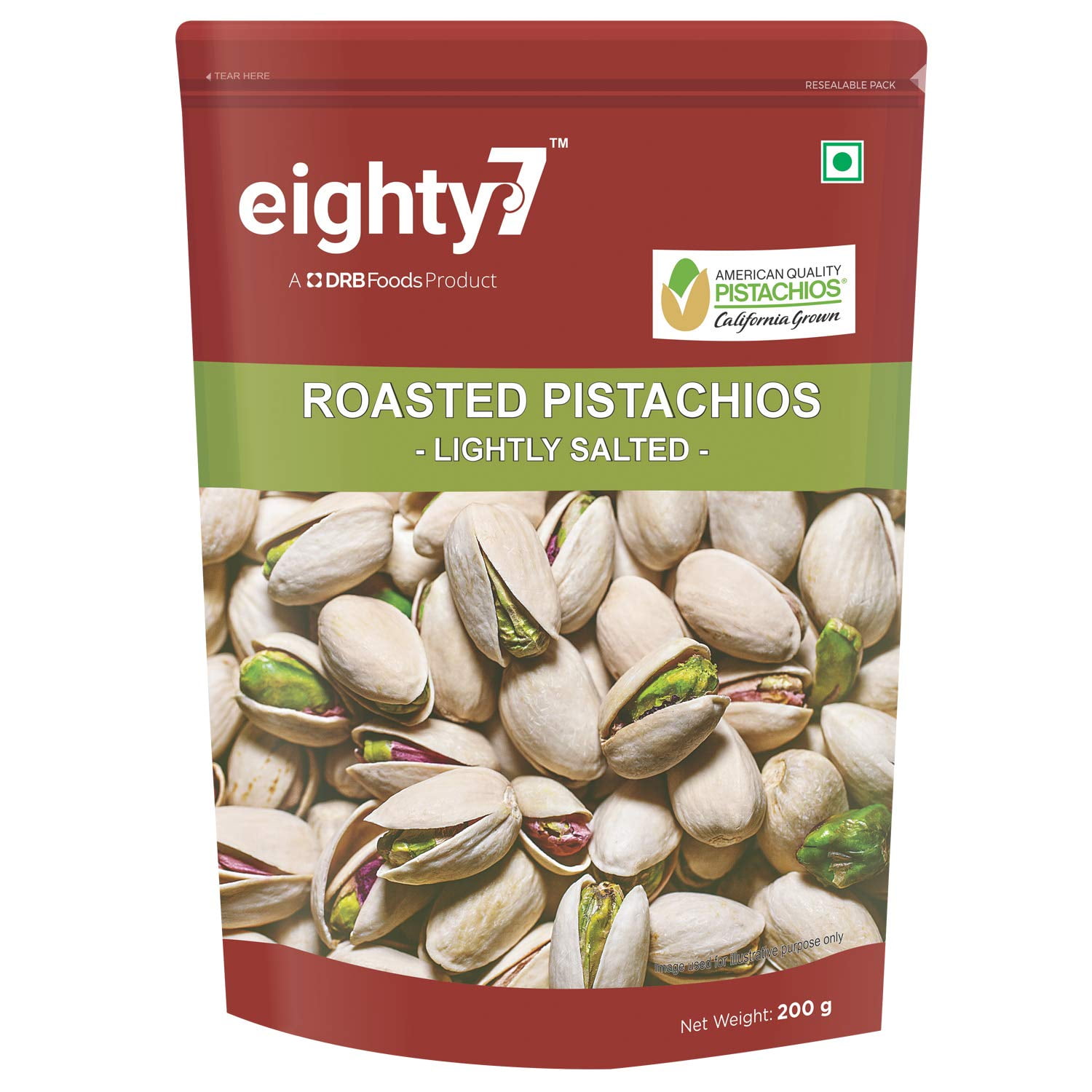 Premium Roasted Lightly Salted Pistachios By Eighty7 200gm, | Great Source Of Protein Fiber ...