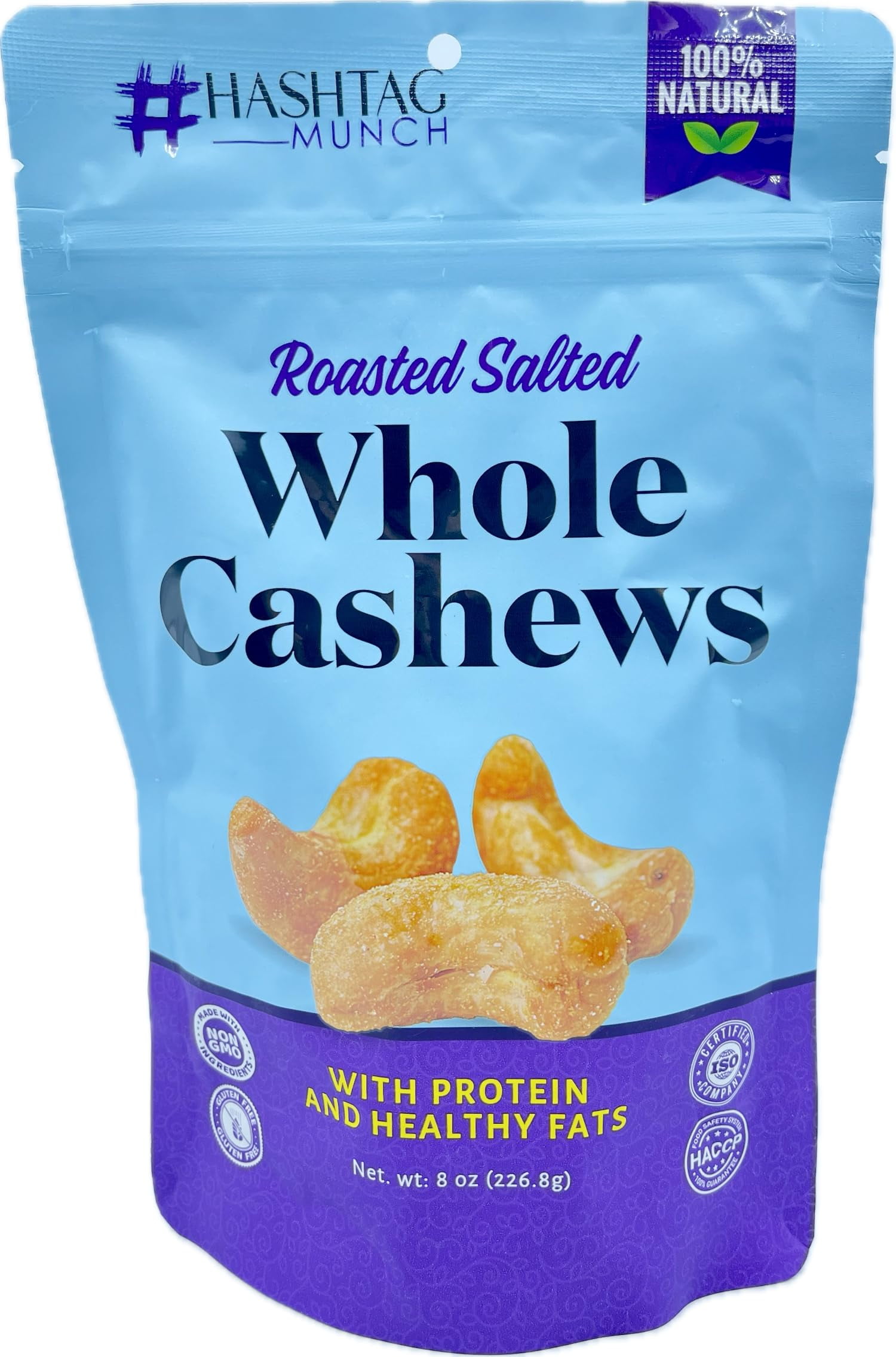 Premium Roasted Lightly Salted Whole Wild Cashews - 8-Oz Resealable Bag ...
