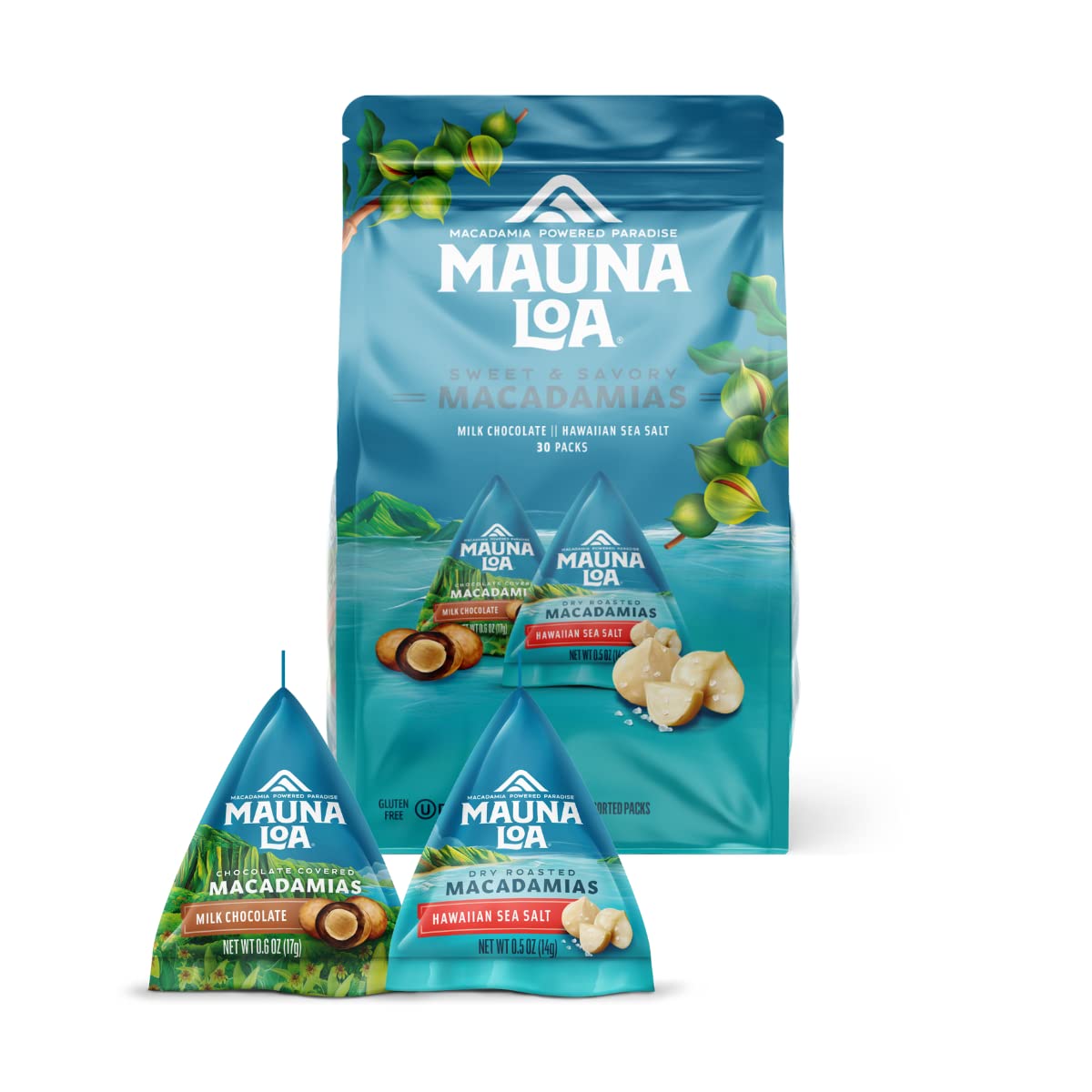 Premium Roasted Macadamia Nuts, Sweet Savory Mini Packs, Sea Salt Milk ...