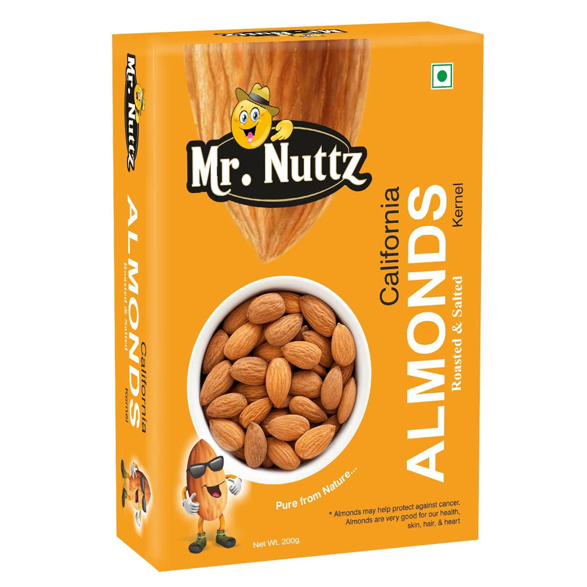 Premium Roasted & Salted California Almonds By Mr. Nuttz 200gm, | High ...