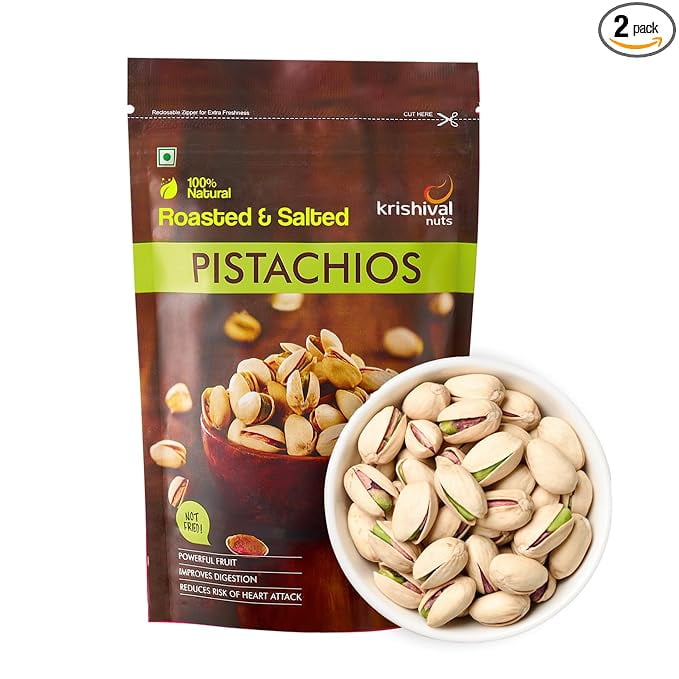 Premium Roasted & Salted Pistachios 200 grams (2 packs of 100 gram each) | Pista Dry Fruit ...