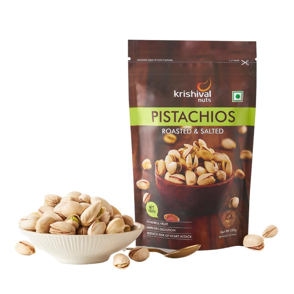 Premium Roasted & Salted Pistachios By Krishival Nuts 250gm, | Rich In Nutrients Tasty Dry ...