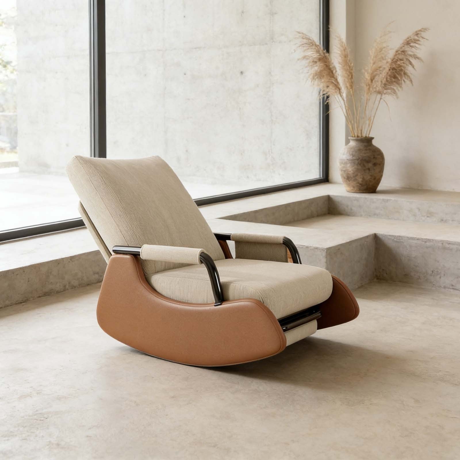 Premium Rocking Chair with Retractable Footrest, Sturdy Modern Lounge ...