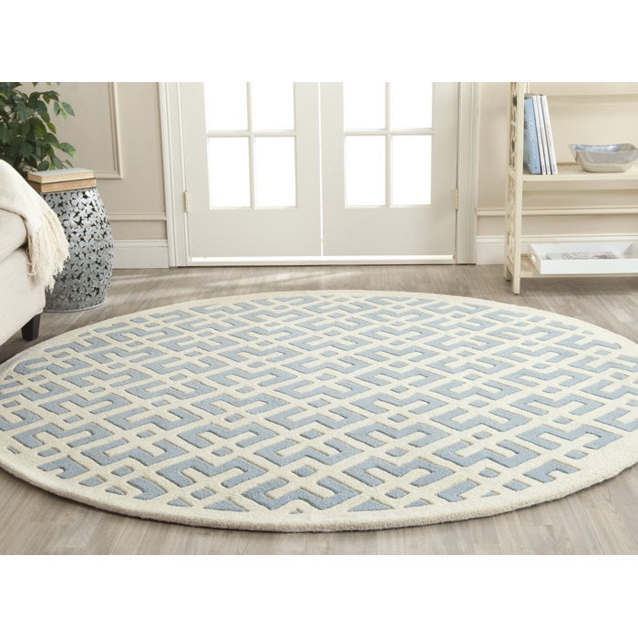 Premium Round, Hand Tufted Rug with Geometrical Patterns made with 100% ...