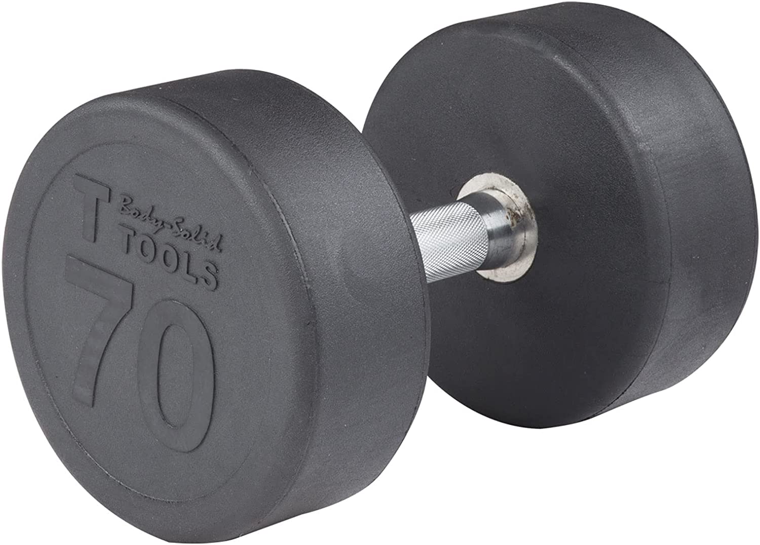 Body-Solid Round Rubber Dumbbells, Chrome-Plated Handles, 5-100 lbs ...
