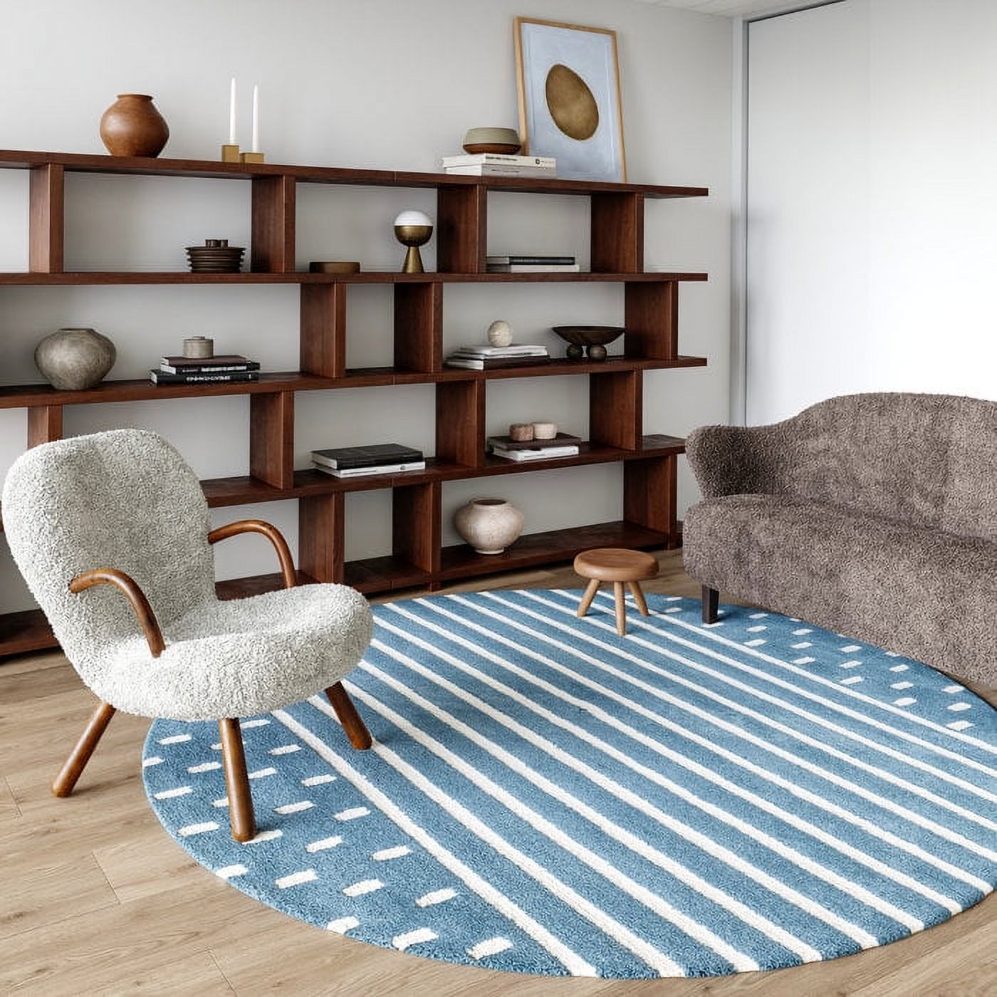 Premium, Round Tufted Rug With Linear Patterns made with High Quality ...