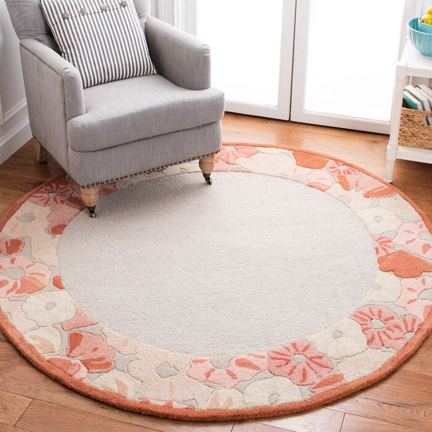 Premium Round Tufted Rug with Floral Design made with High Quality Wool ...