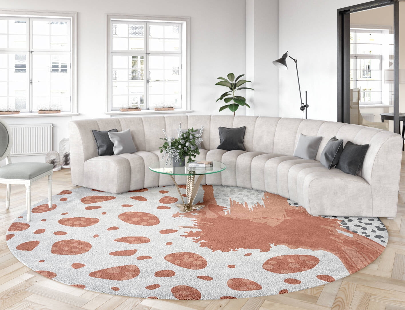 Premium Round Tufted Rug with Spotted Design made with High Quality New ...