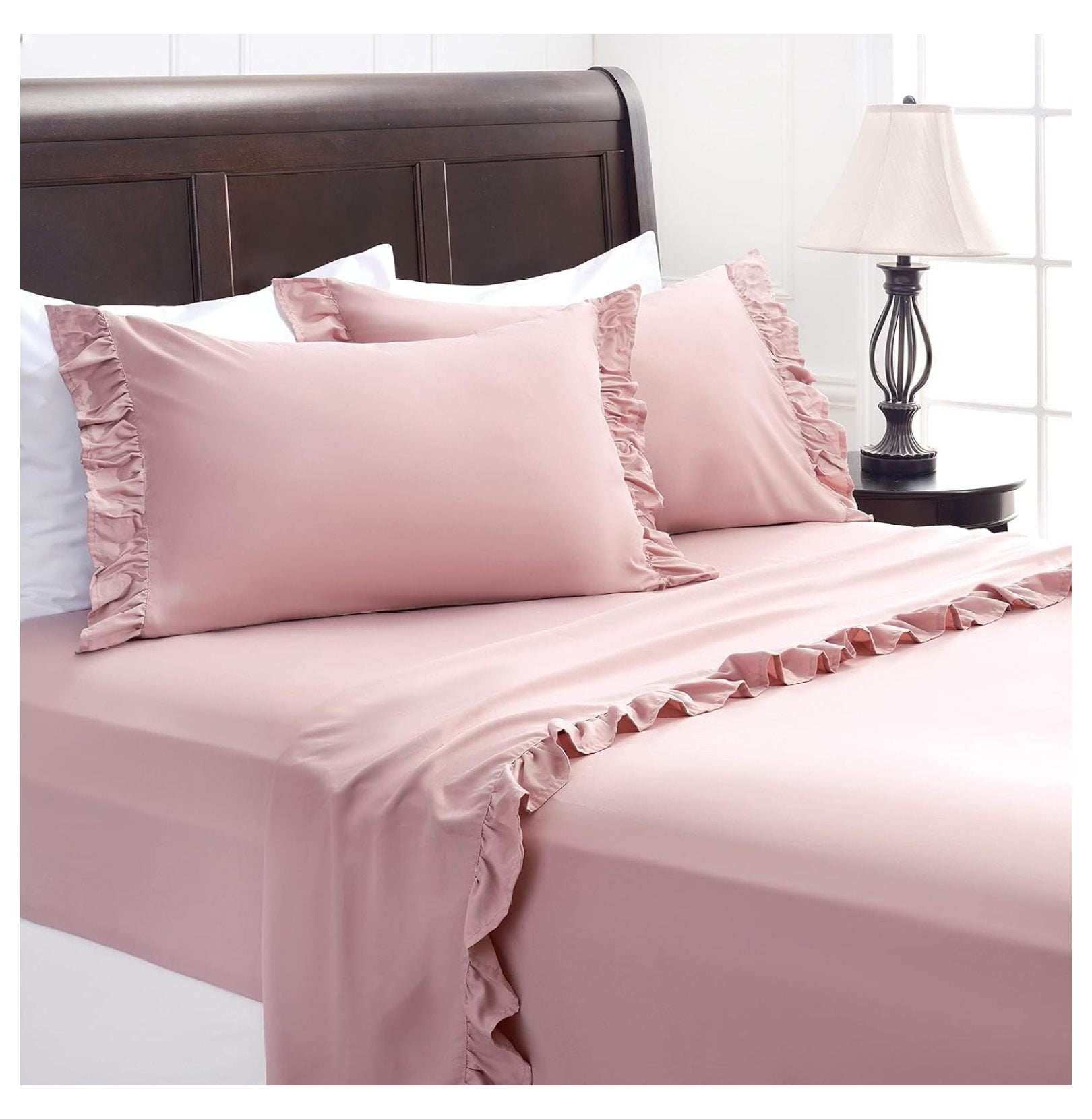 Premium Ruffle Sheet Set - Shabby Chic Double Brushed Soft Ruffled ...