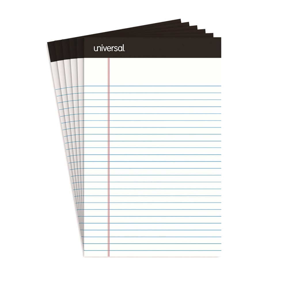 5 in. x 8 in. Premium Narrow Rule Writing Pads - White (6 Pads/Pack, 50 ...