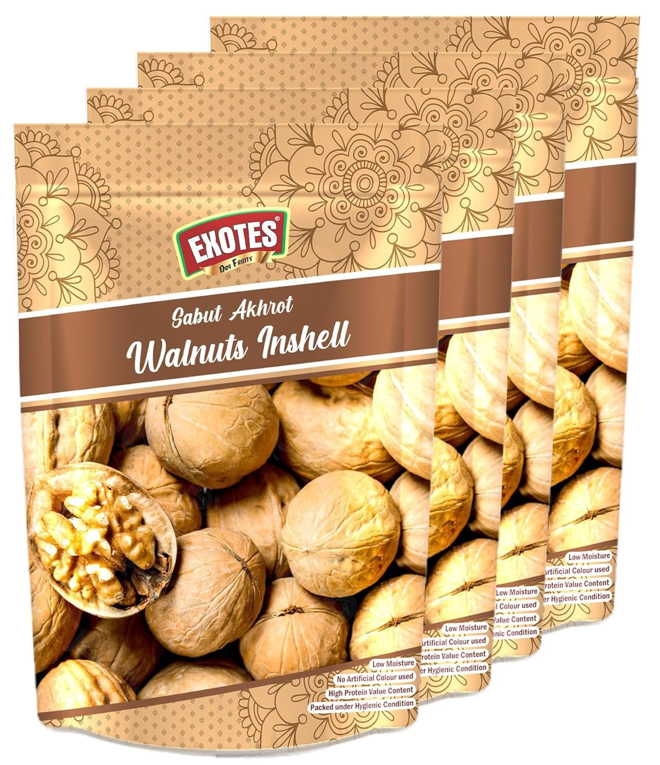Premium Sabut Akhrot Walnuts Inshell By Exotes 1kg, (250gm * Pack Of 4 ...