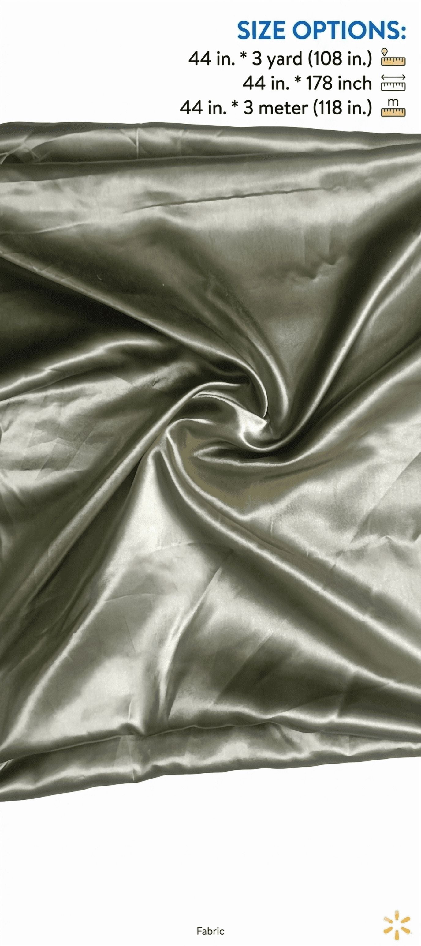 Premium Sage Green Satin Fabric – 44" Wide by 3 Yards (108"), 178 ...
